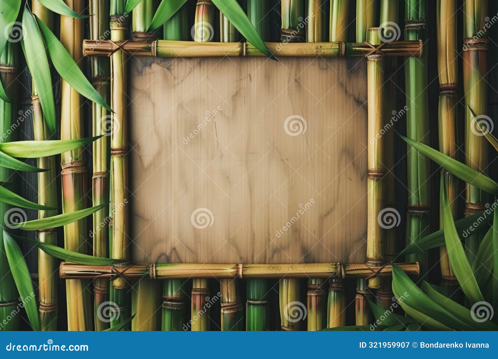 Bamboo Tropical Frame Template Background with Copy Space Stock ...