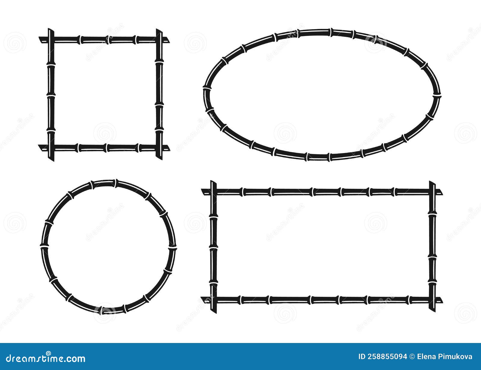 Bamboo Trunk Circle and Rectangle Frames. Natural Oval and Square Text ...