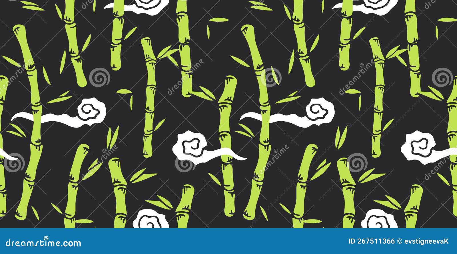 Bamboo, Vector Seamless Pattern in the Style of Doodles, Hand Drawn ...