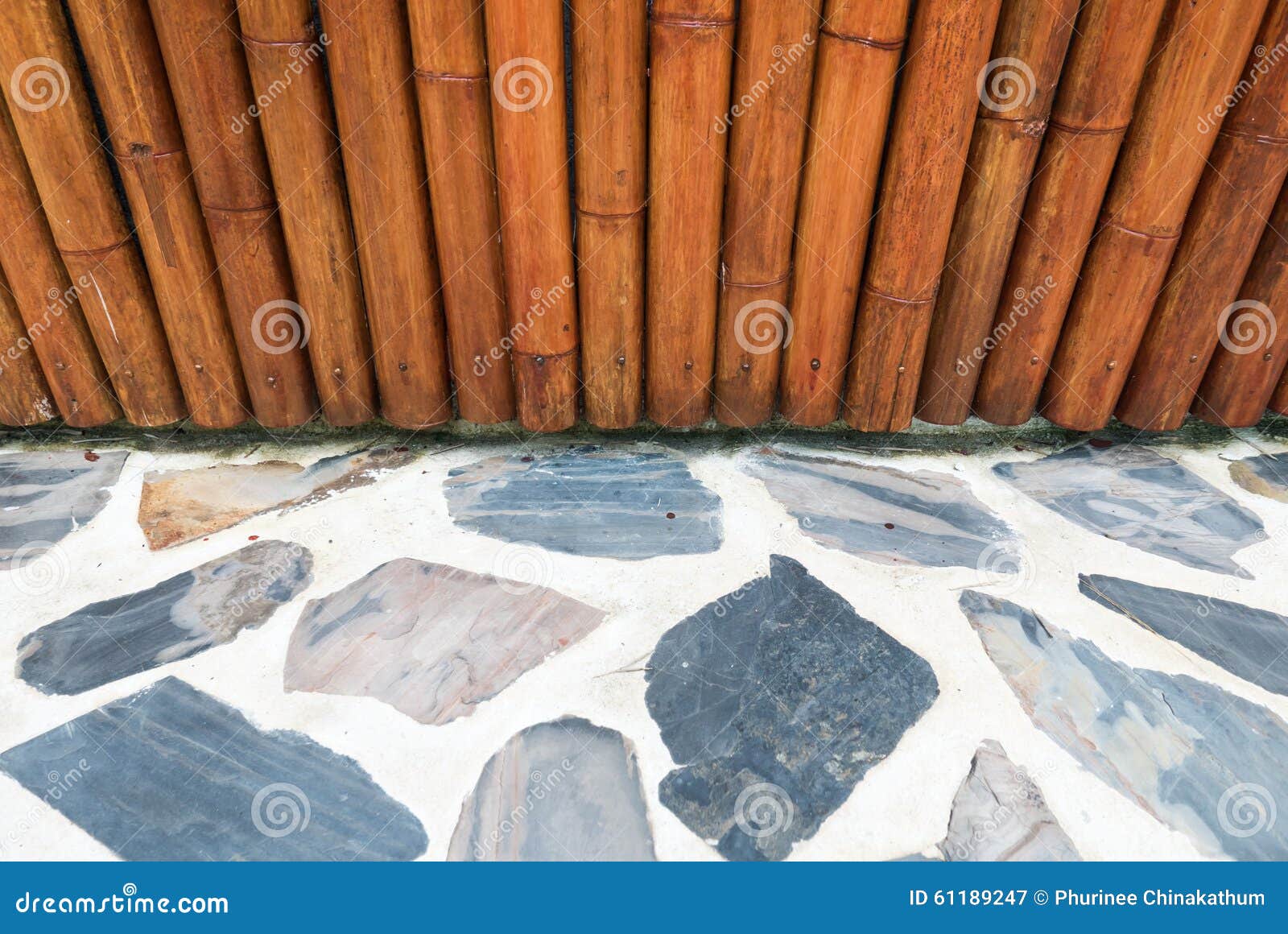 Bamboo Wall and Concrete with Stone Floor Stock Image - Image of ...