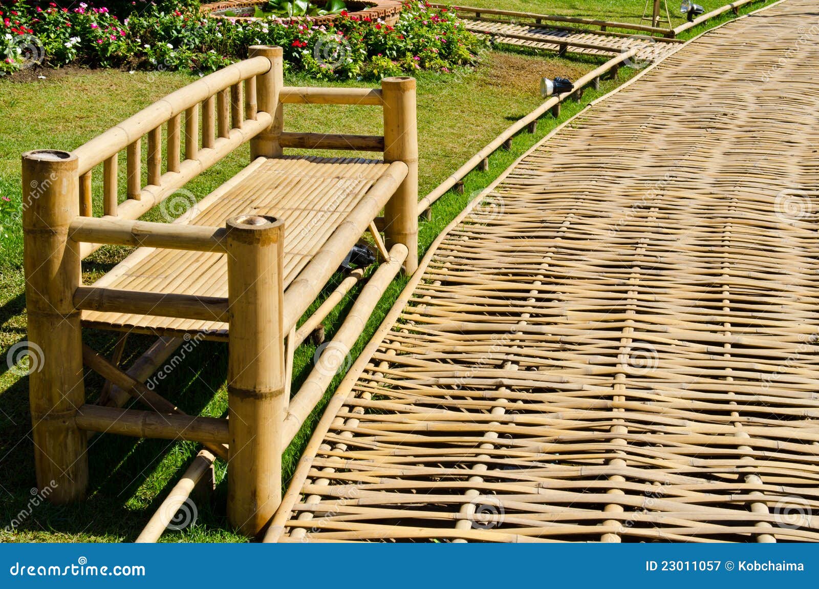 Bamboo way in the garden stock image. Image of grass - 23011057