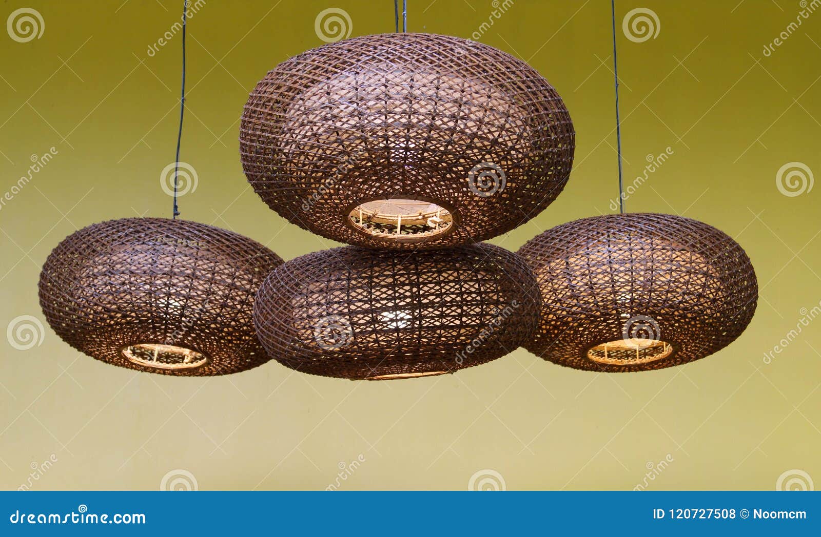 Bamboo Weave Lamp on Ceiling. Stock Photo - Image of abstract, bright ...