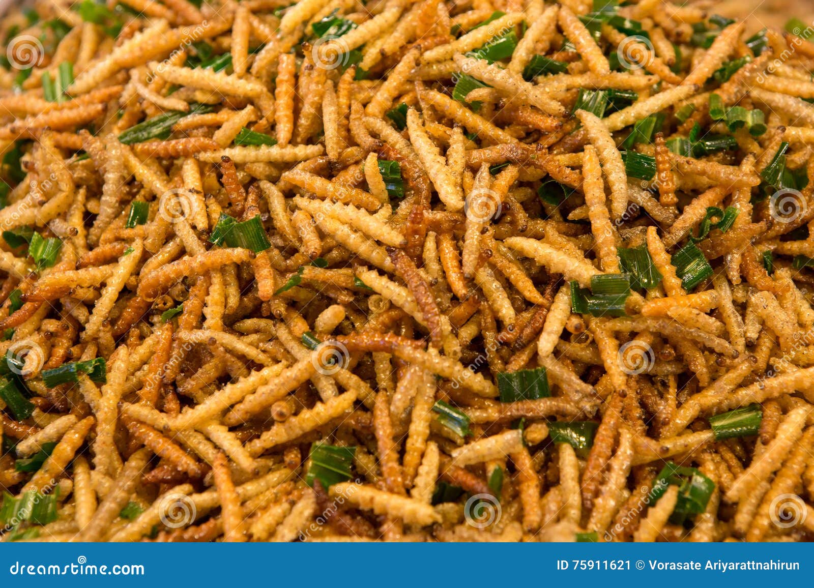 Bamboo worm fried food stock image. Image of cooking - 75911621