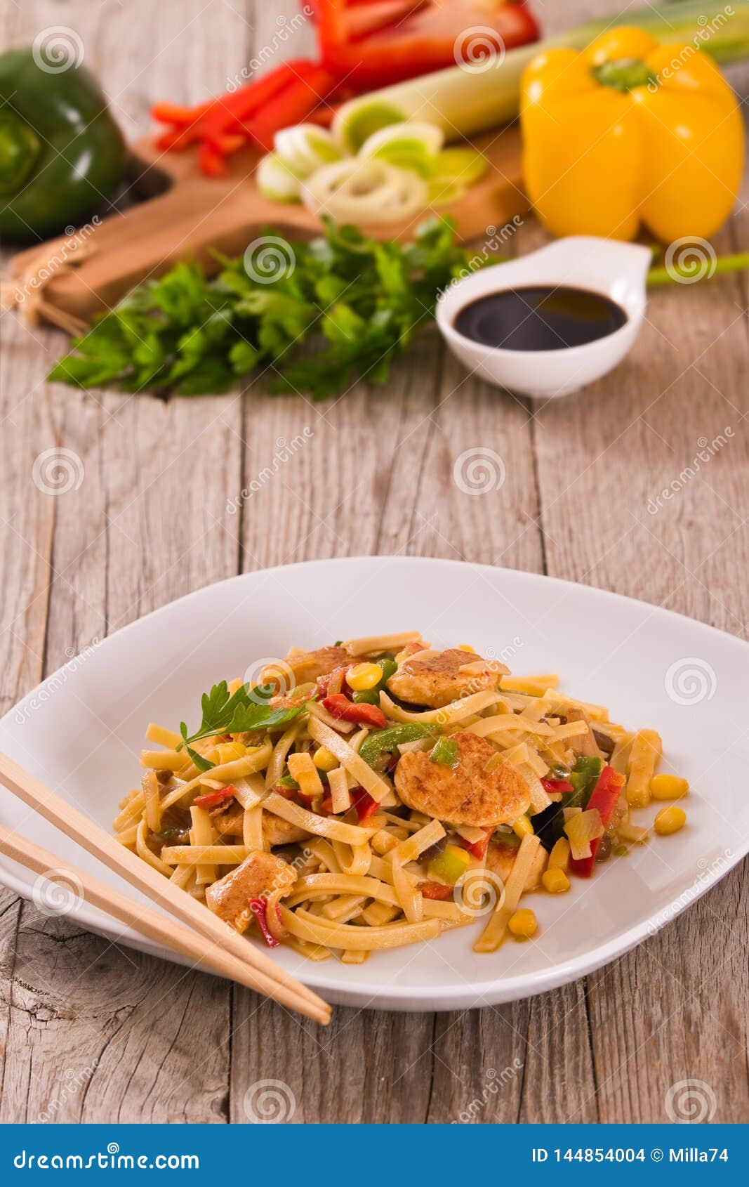 Bami goreng. stock photo. Image of fresh, homemade, cooking - 144854004