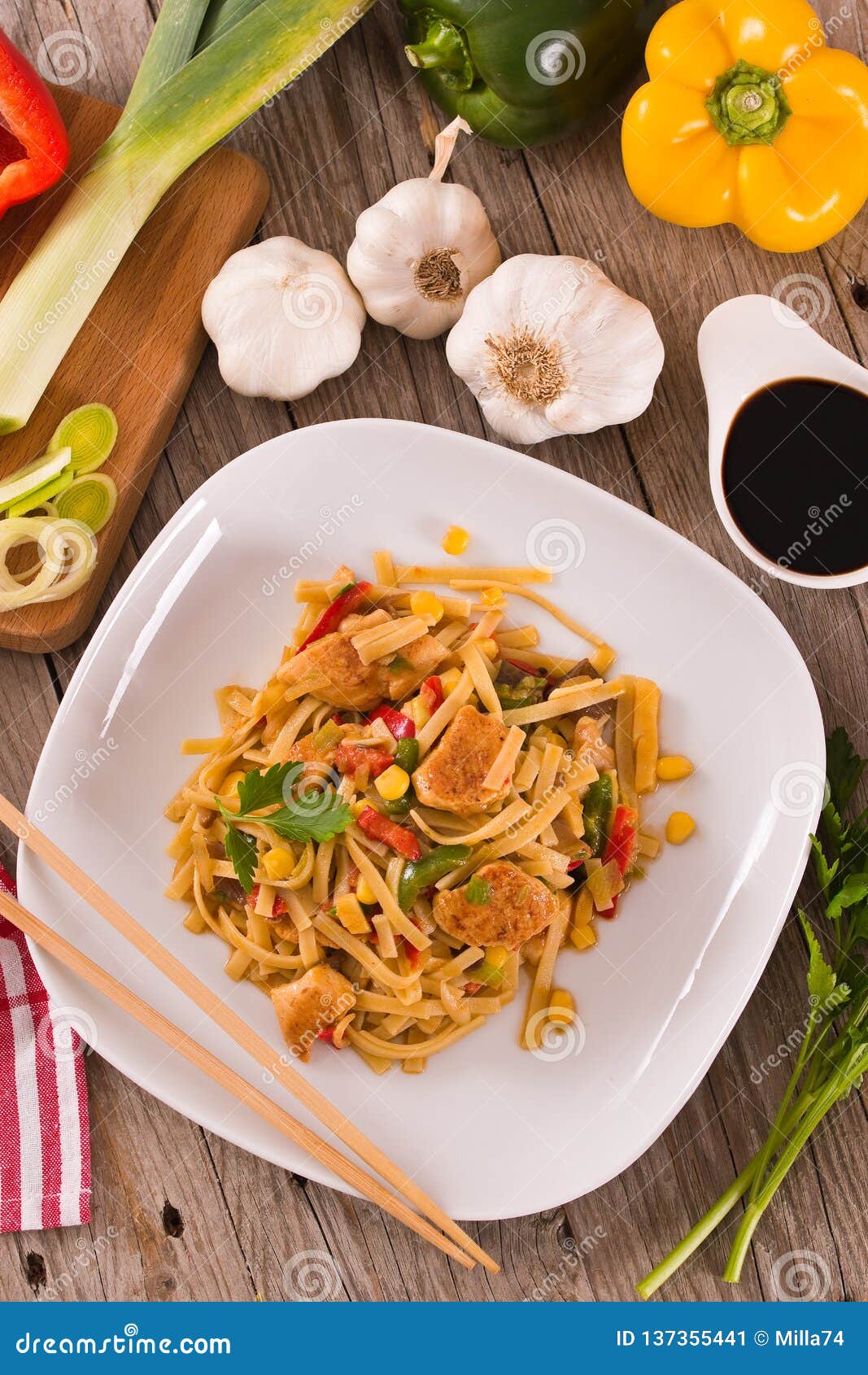 Bami goreng. stock image. Image of gastronomy, dish - 137355441