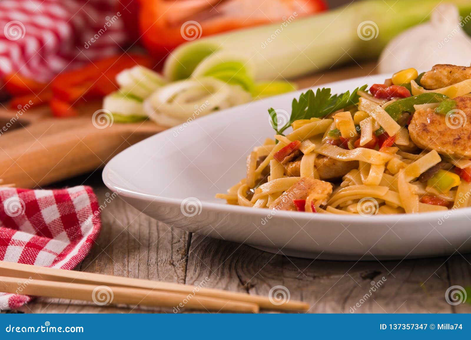 Bami goreng. stock image. Image of fried, culinary, noodles - 137357347