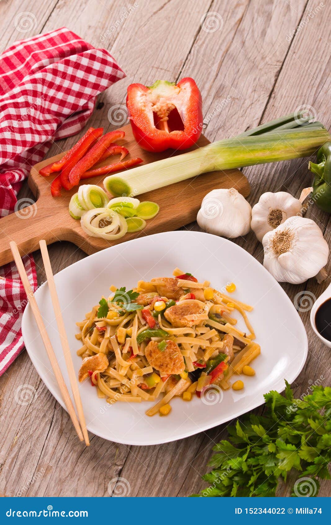 Bami goreng. stock photo. Image of cuisine, chow, gourmet - 152344022