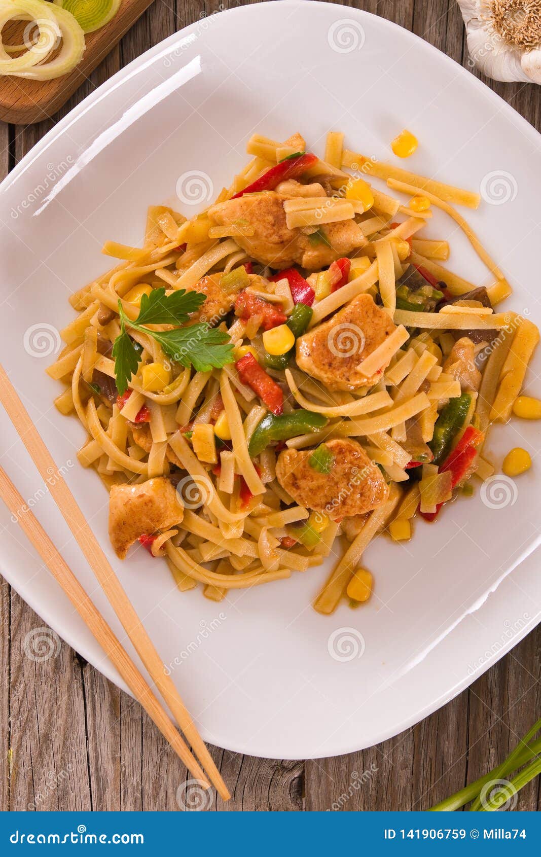 Bami goreng. stock image. Image of fried, chicken, cooking - 141906759
