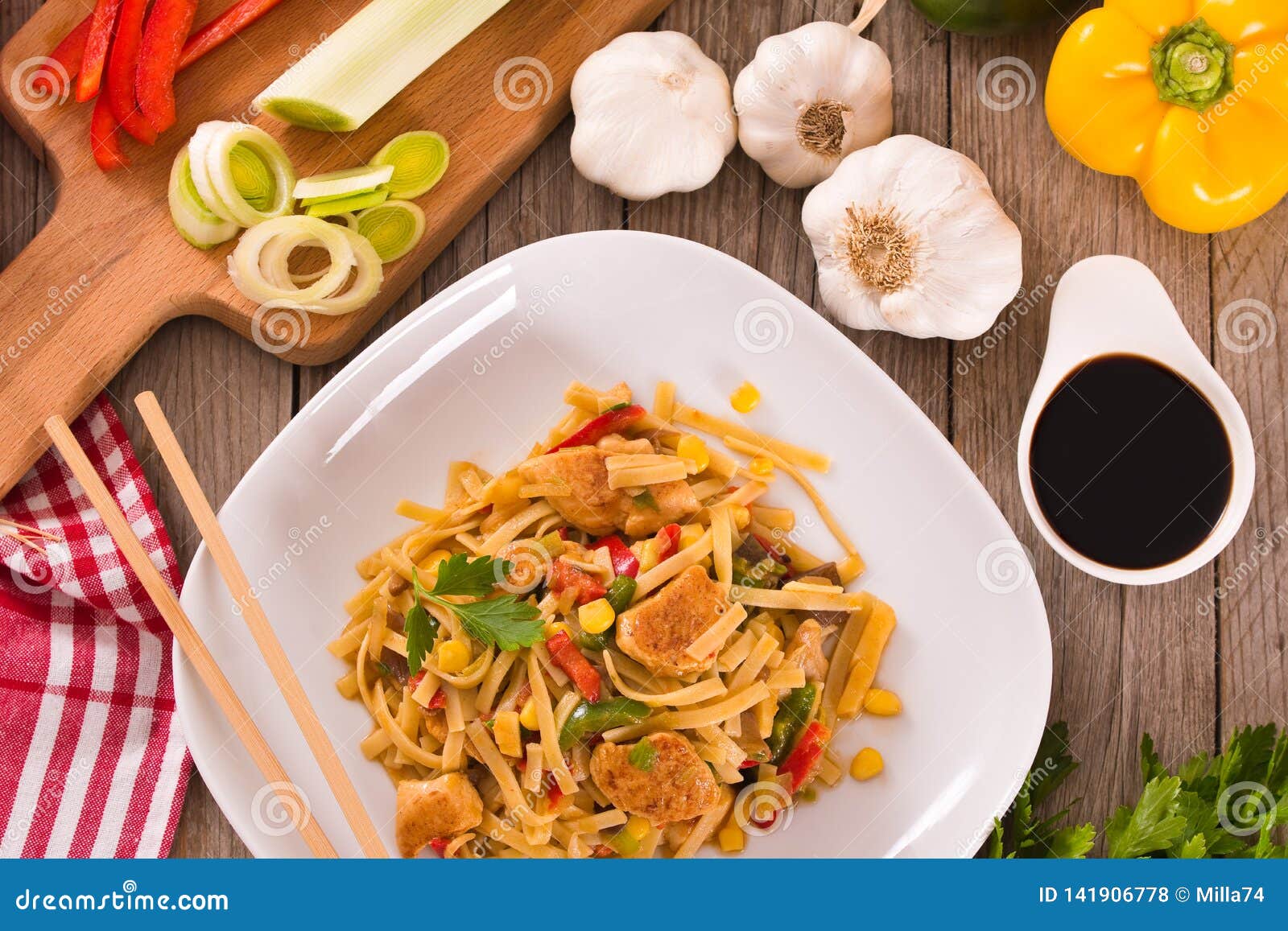 Bami goreng. stock photo. Image of oriental, garlic - 141906778