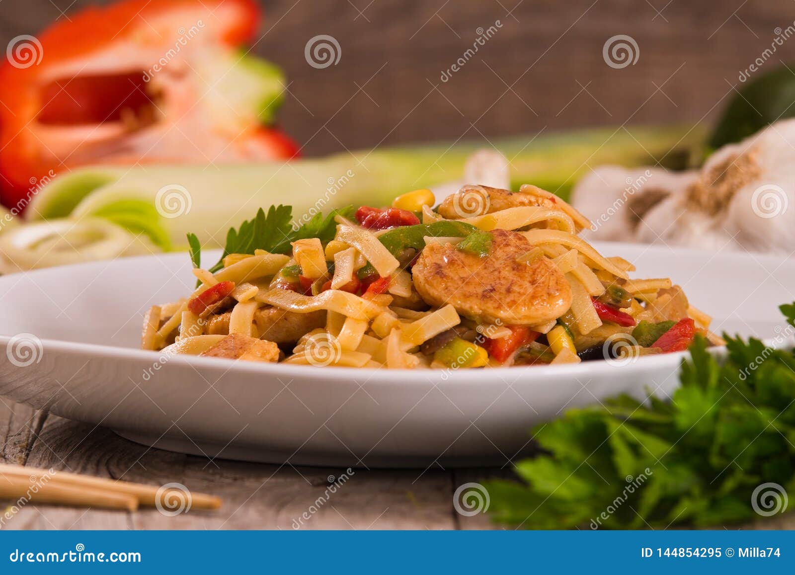 Bami goreng. stock image. Image of meal, pasta, garlic - 144854295