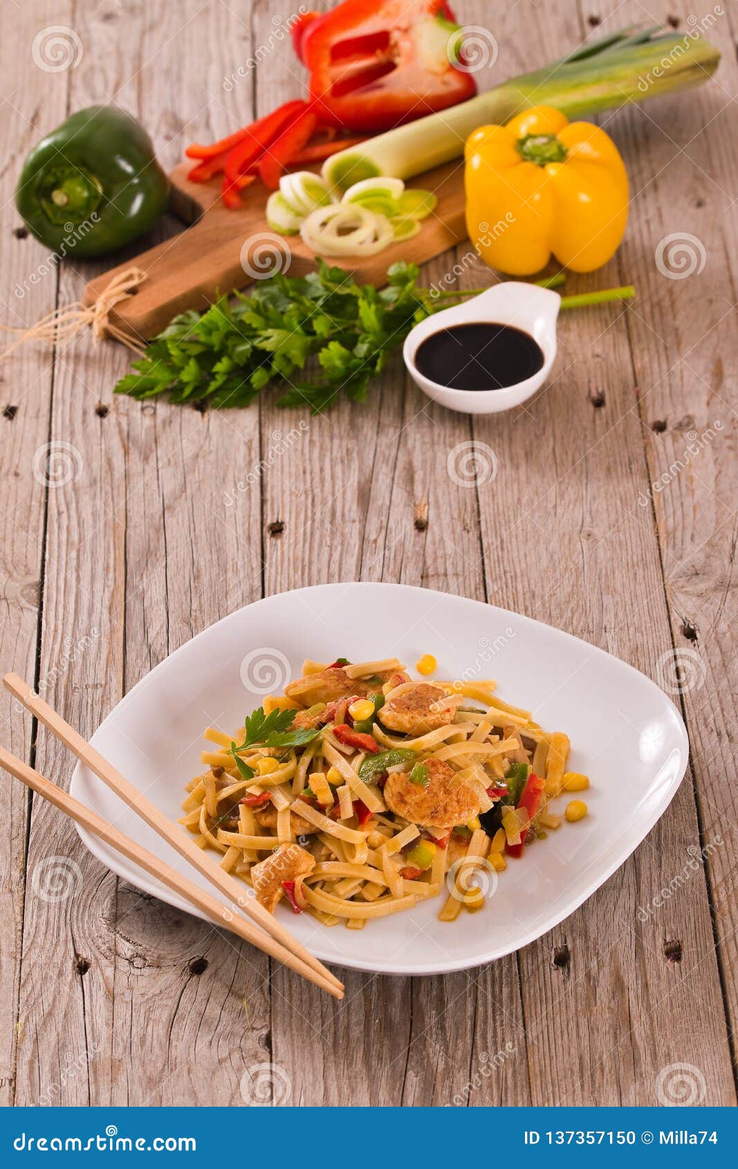 Bami goreng. stock photo. Image of fried, organic, oriental - 137357150