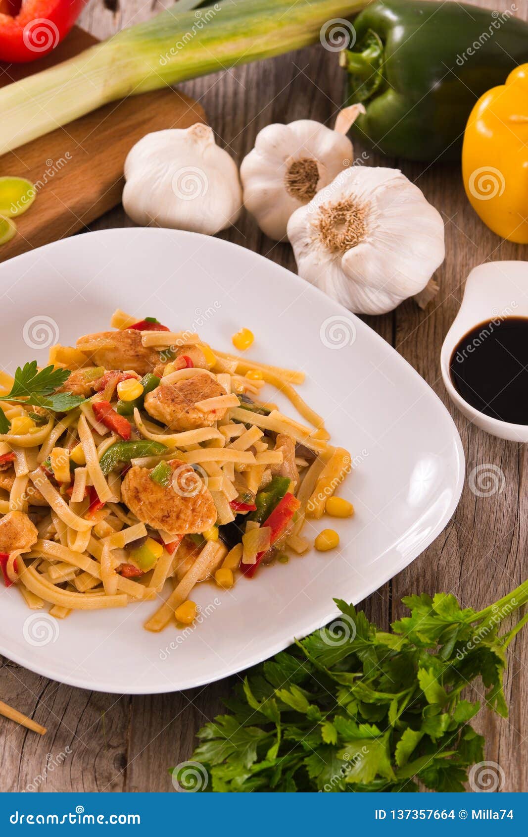 Bami goreng. stock photo. Image of oriental, pasta, homemade - 137357664