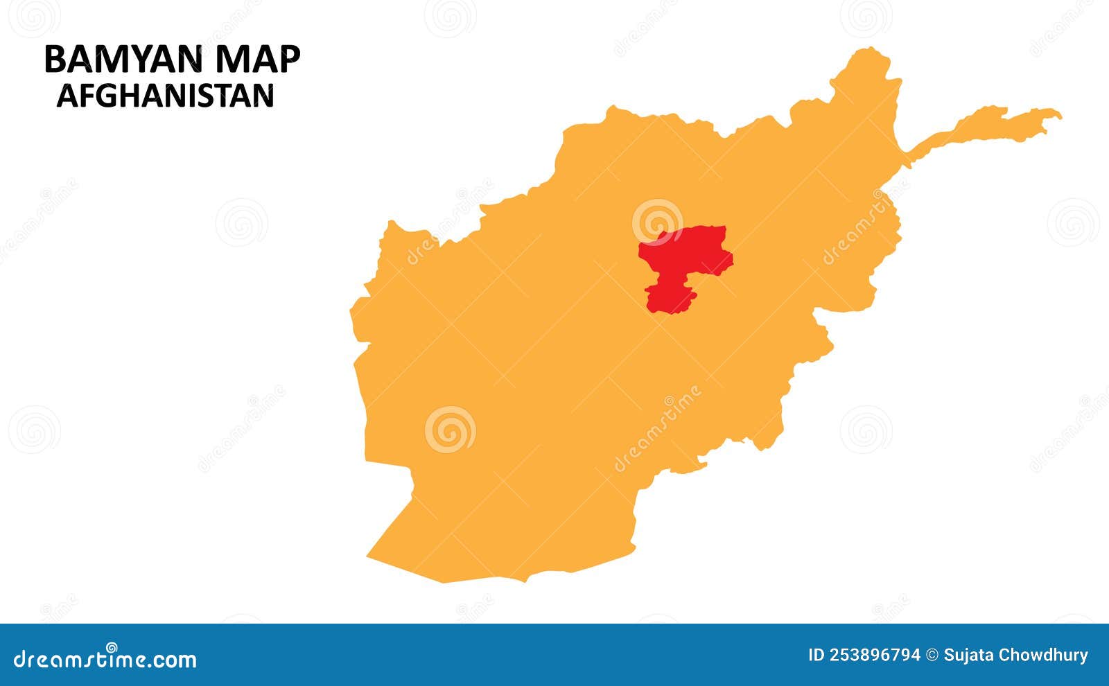 Bamyan State and Regions Map Highlighted on Afghanistan Map Stock ...
