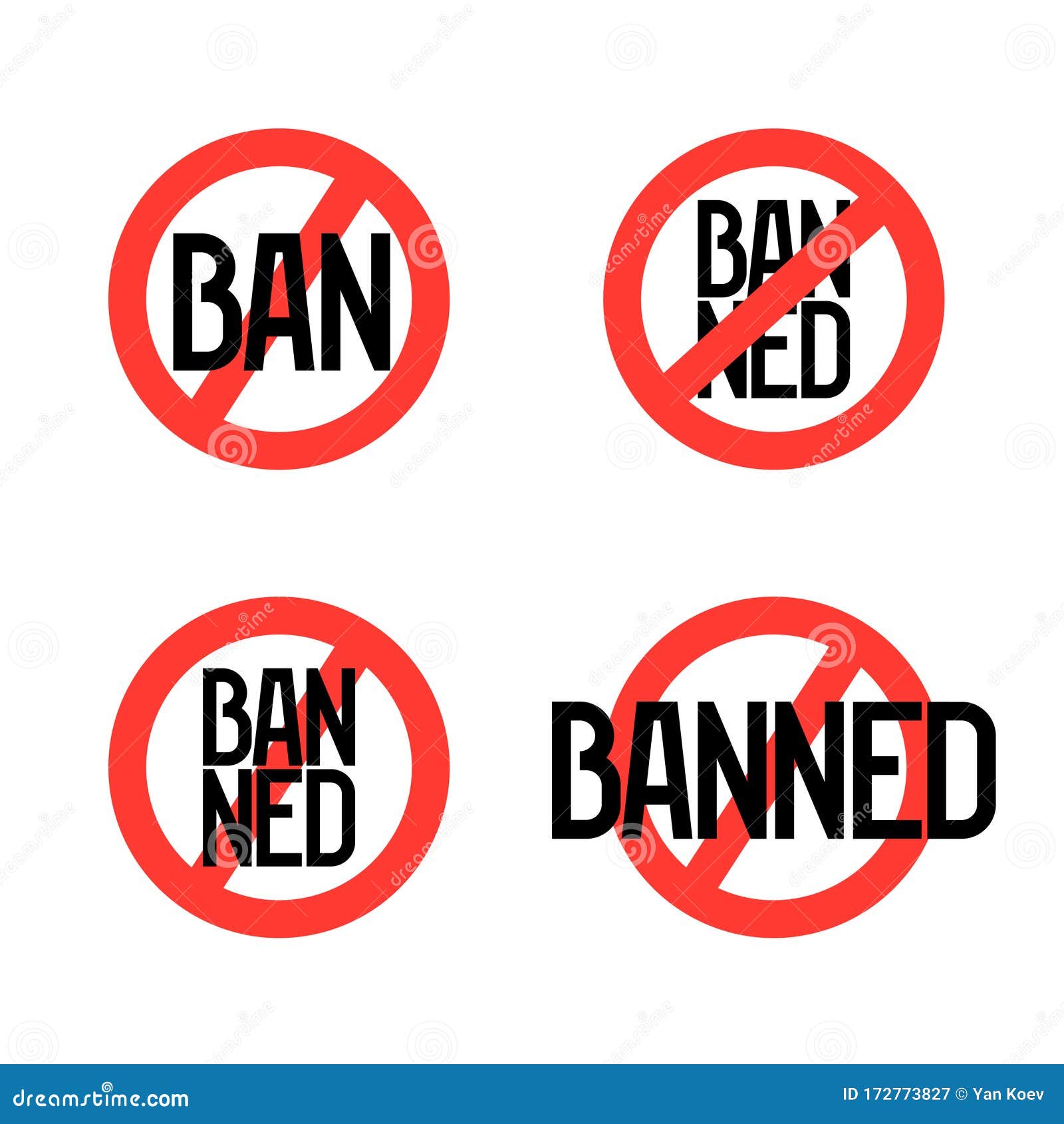 Banned Icon Template. Red Circle With Crossed Out Stripe Symbol Of ... Banned Icon Template. Red Circle With Crossed Out Stripe Symbol Of ...