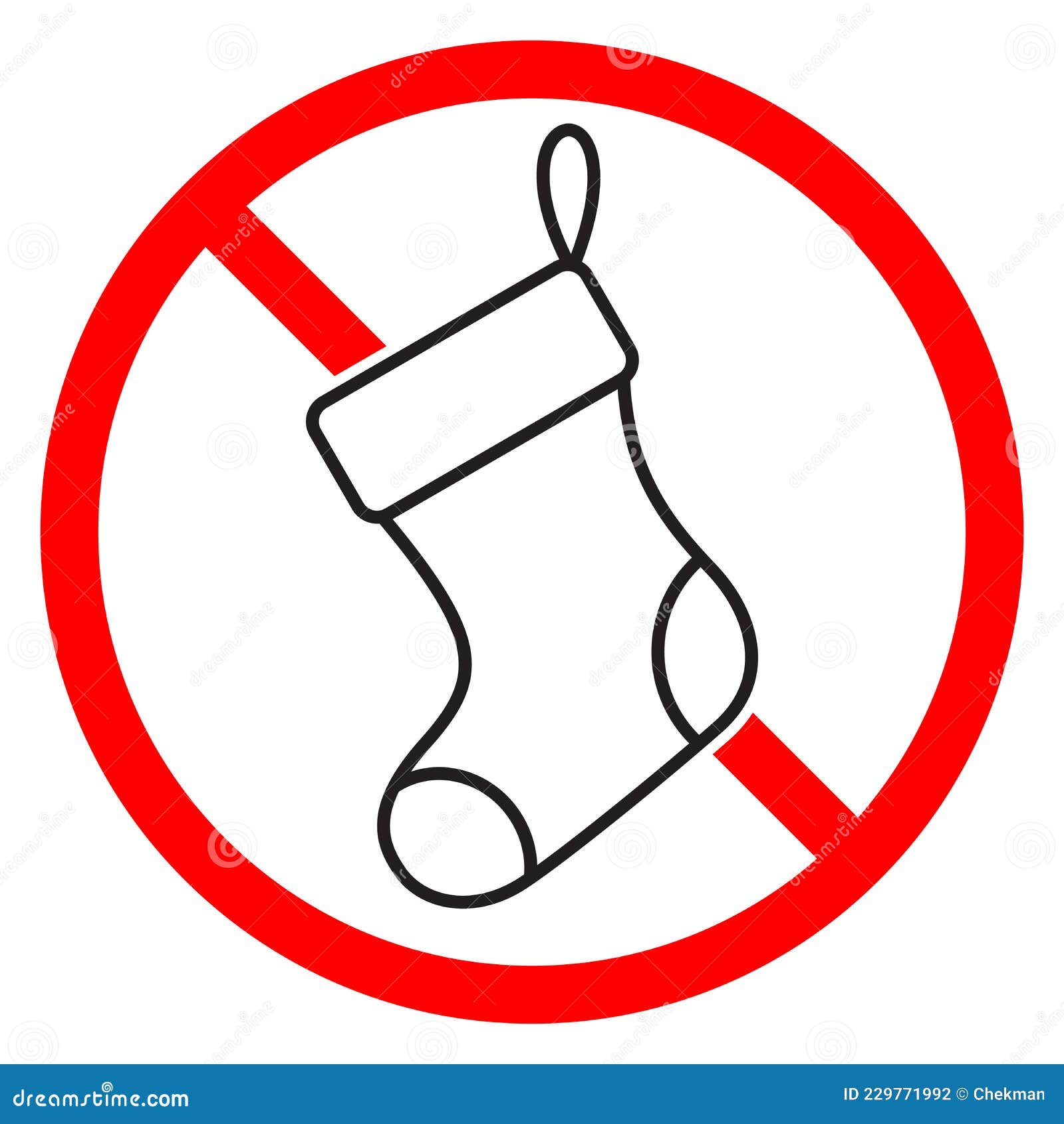 Ban of Christmas Sock. No Christmas Sock Sign. Christmas Sock is ...