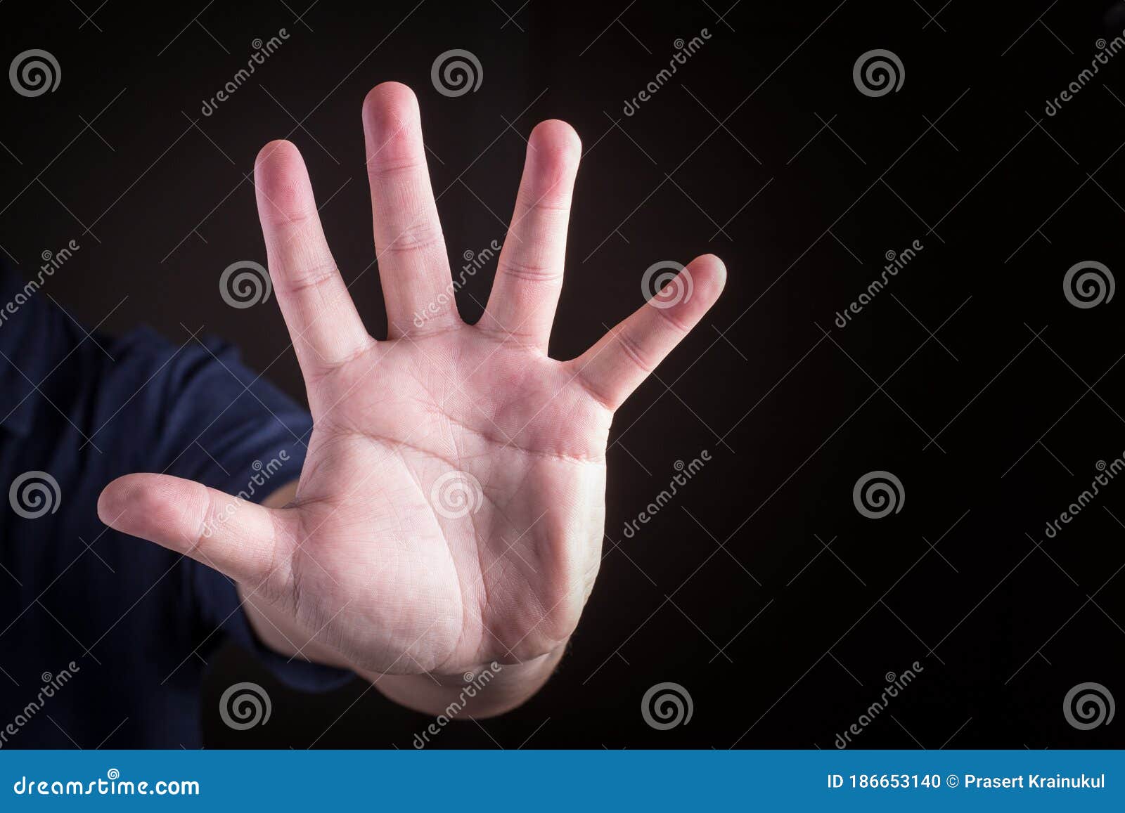 Ban Hand. Number Five in Sign Language Stock Photo - Image of product ...