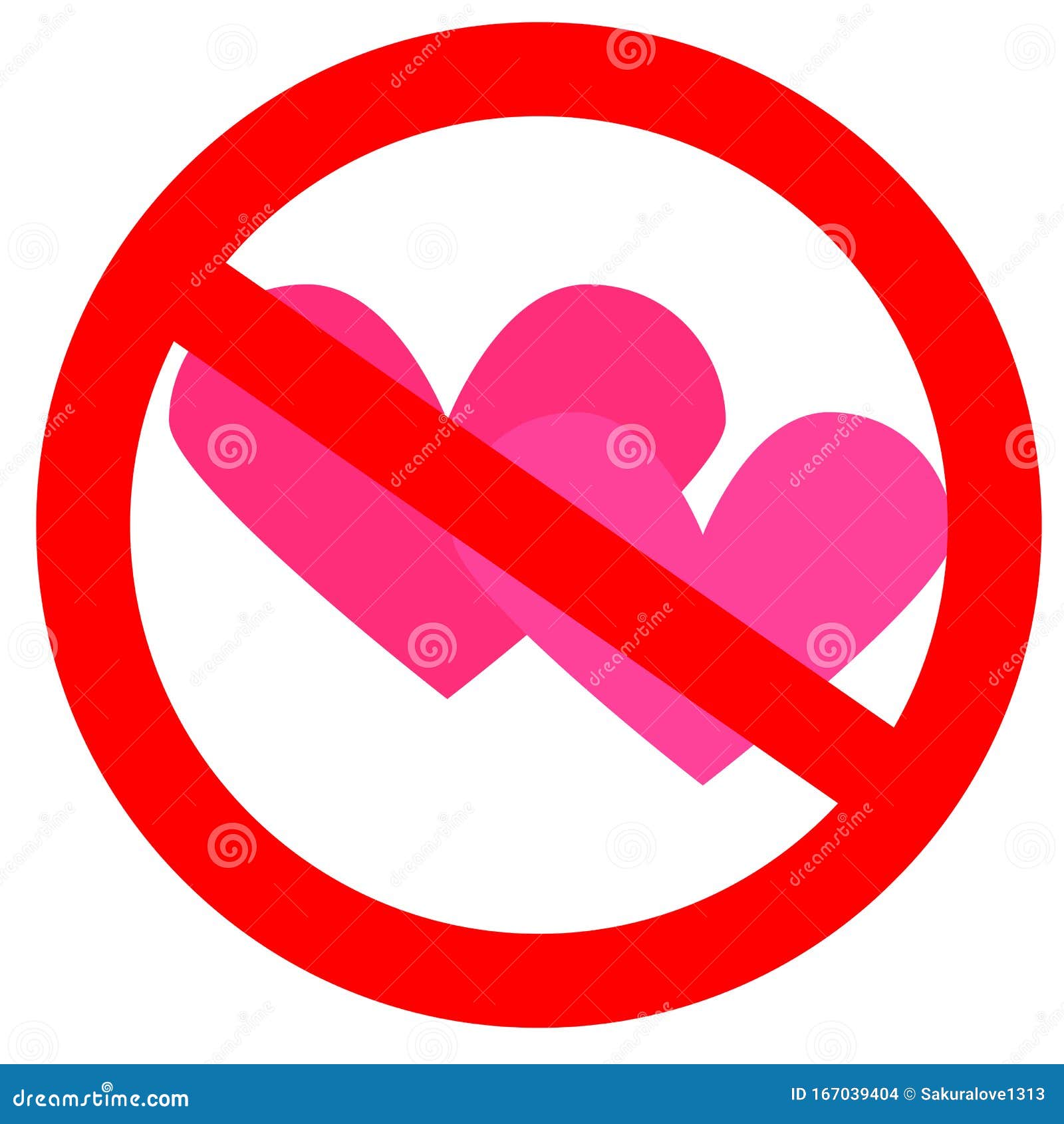 Ban Love Heart. Symbol of Forbidden and Stop Love Stock Vector ...
