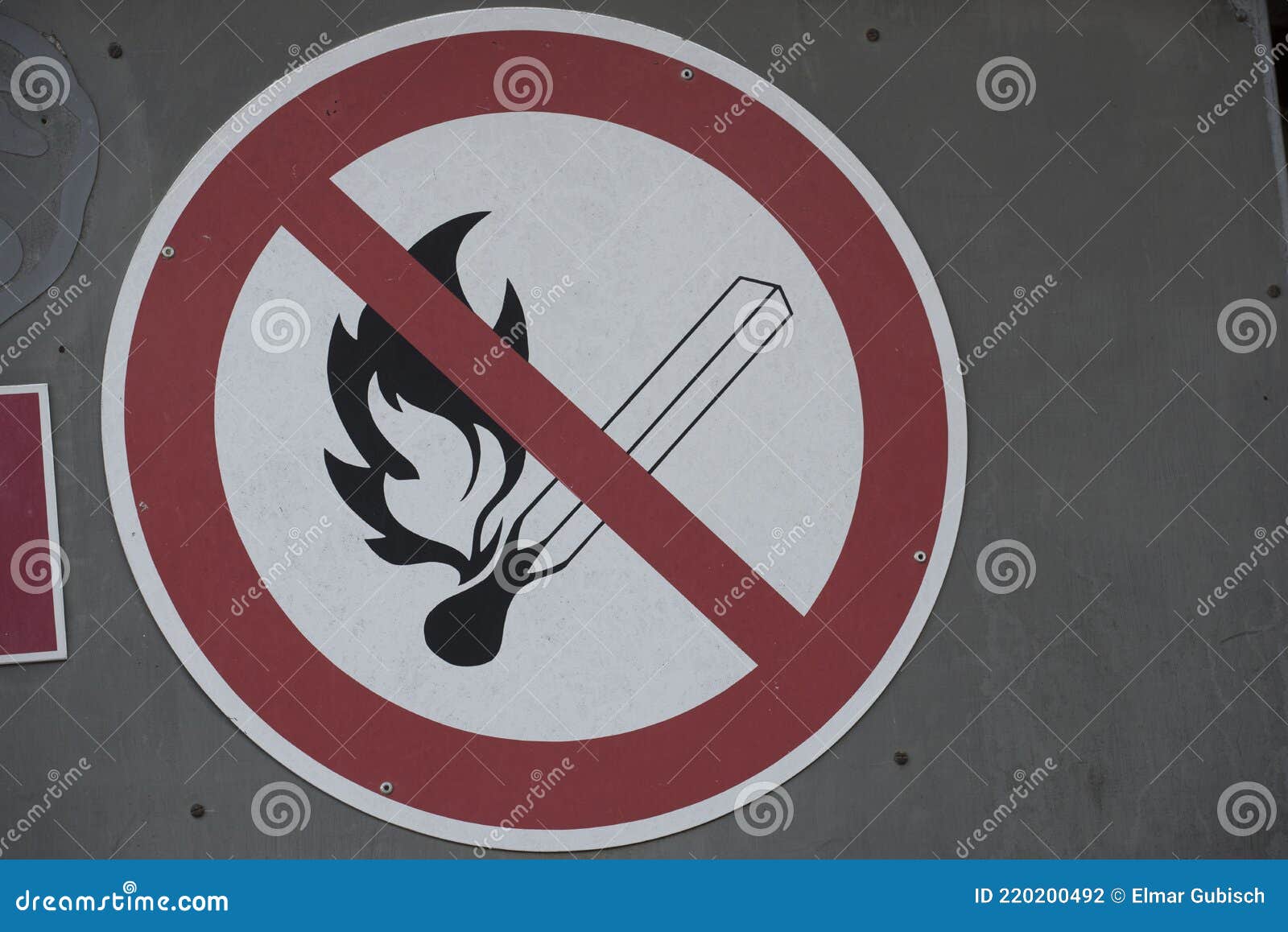 Ban on open fire sign stock photo. Image of department - 220200492