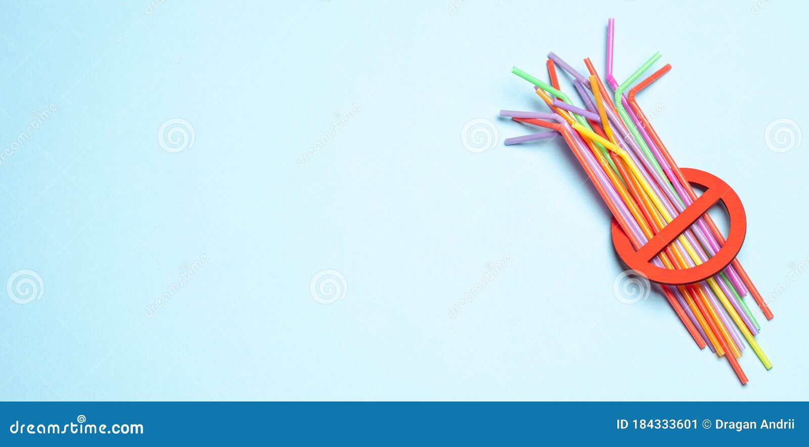 Ban on Plastic Straws for Drinks. Prohibition Sign and Plastic Stock ...
