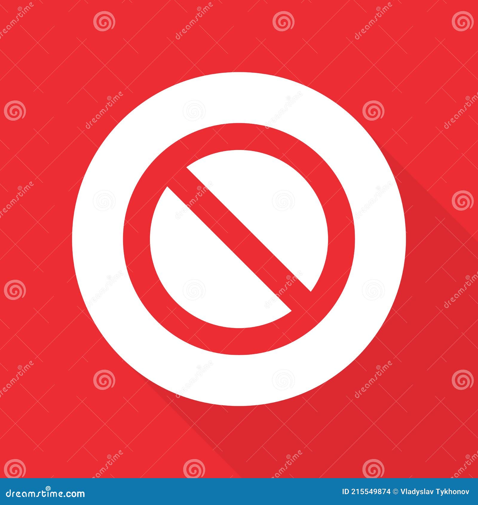 Ban Red Vector Icon. Prohibited Sign in Flat Style on Red Background ...