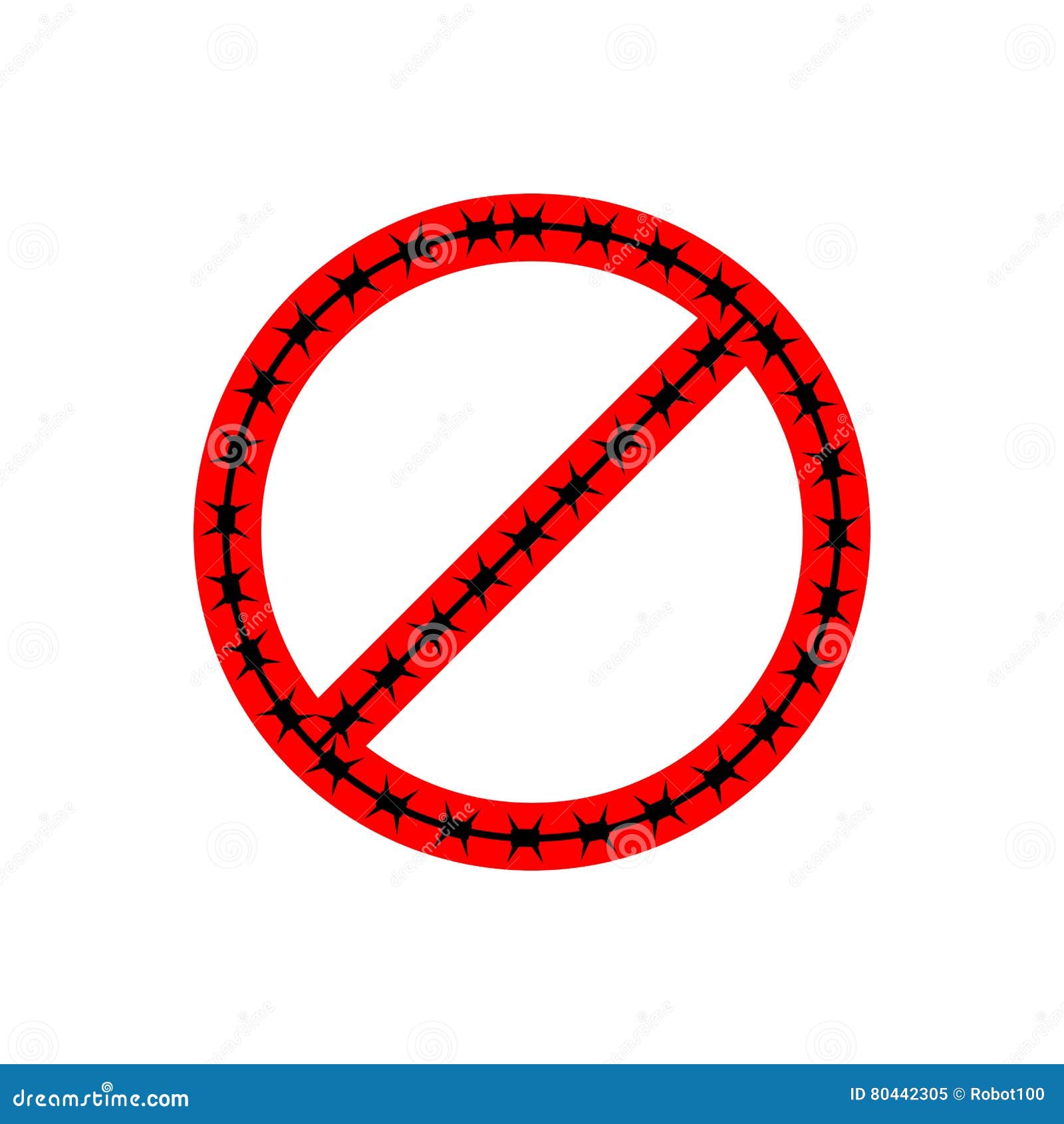 Ban Sign Of Barbed Wire. Prohibited Fences Cartoon Vector ...