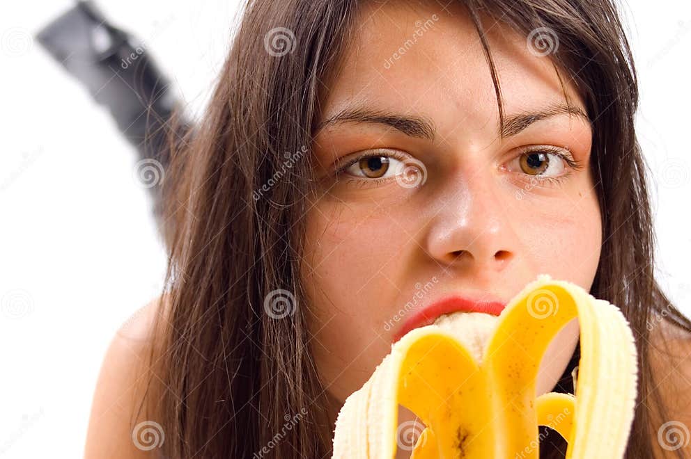 Banana stock image. Image of hair, fruit, girls, face - 1675159