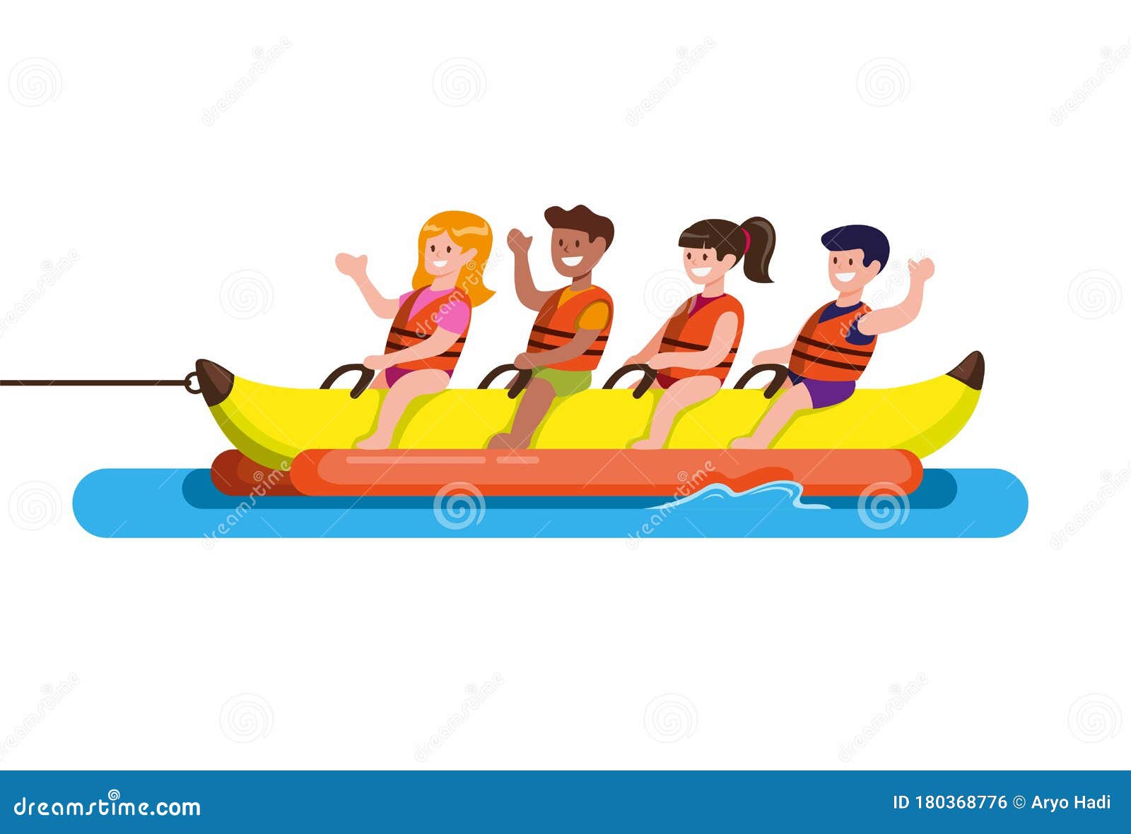 Boat On The Sea Water On Sunset. Yacht In Sea. Colorful Watercolor Hand ...