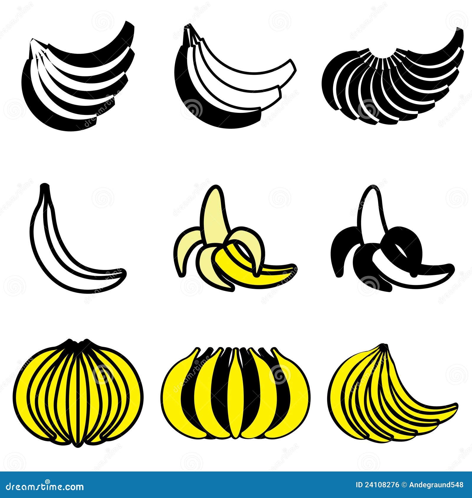 Banana branch icons stock vector. Illustration of shop - 24108276