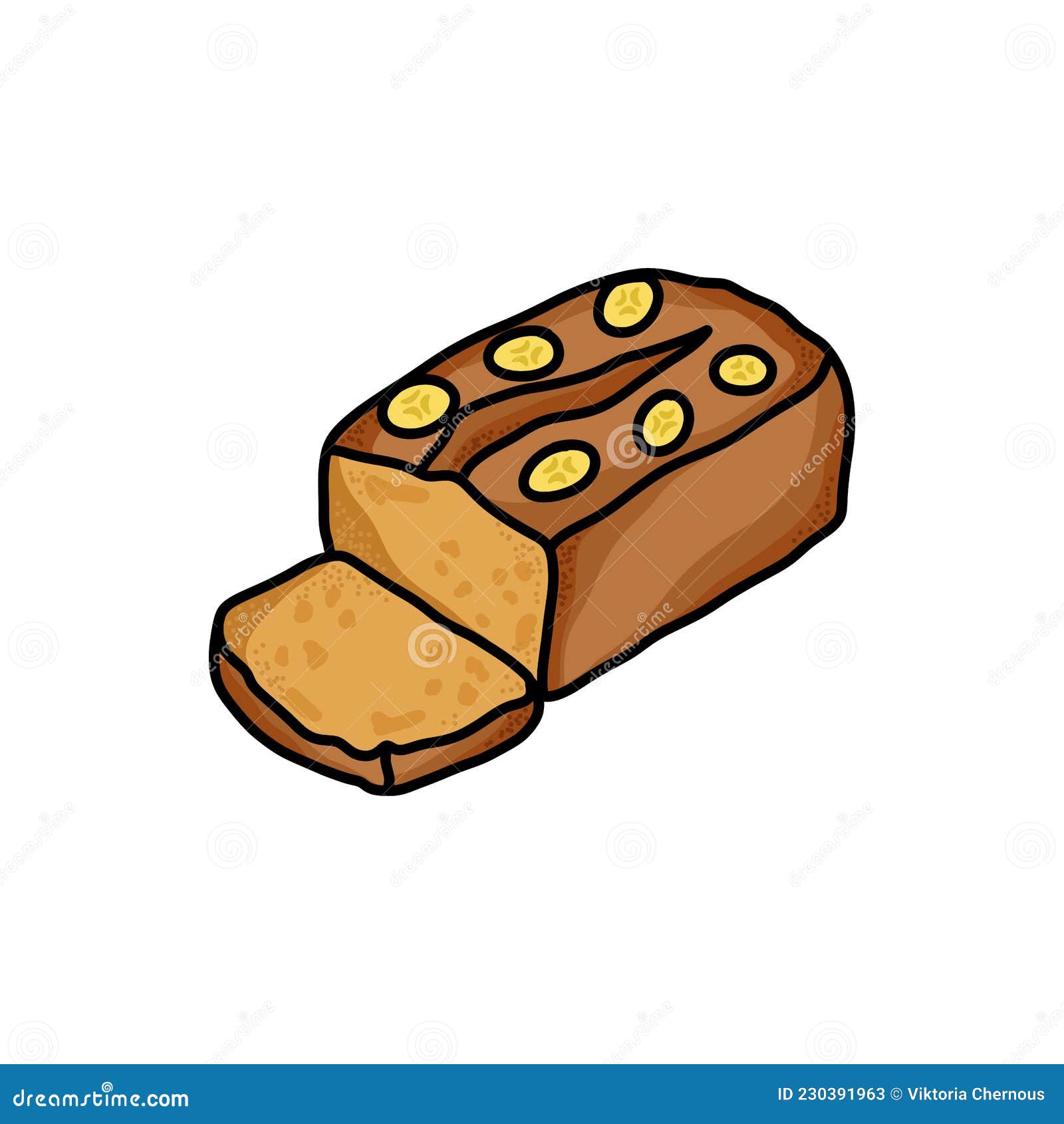 Banana Bread Doodle Icon, Vector Color Line Illustration Stock Vector ...