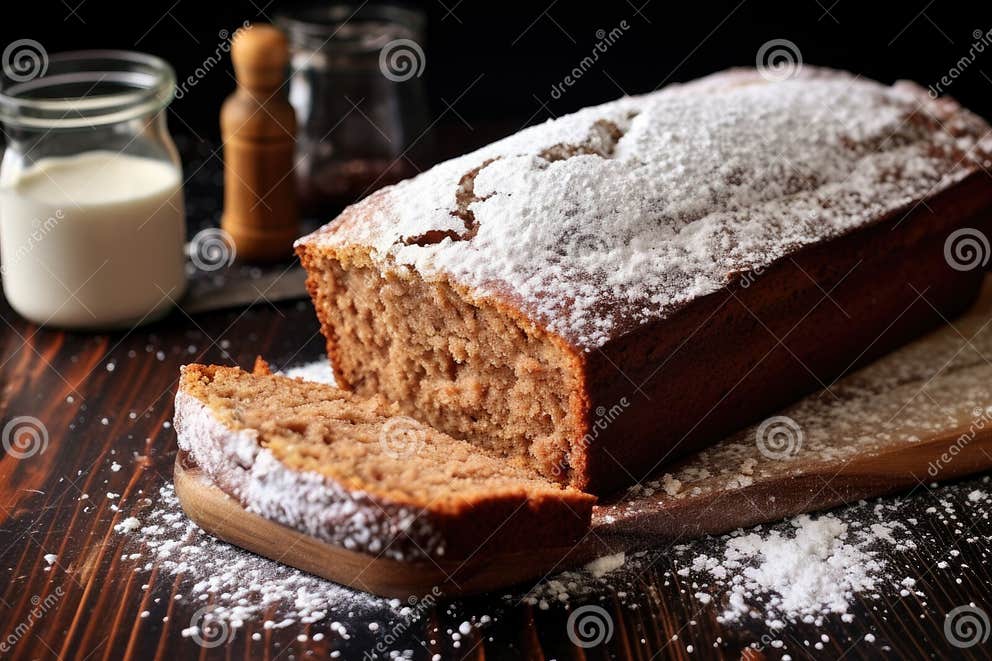 Banana Bread with a Dusting of Powdered Sugar Stock Photo - Image of culinary, homemade: 286637526