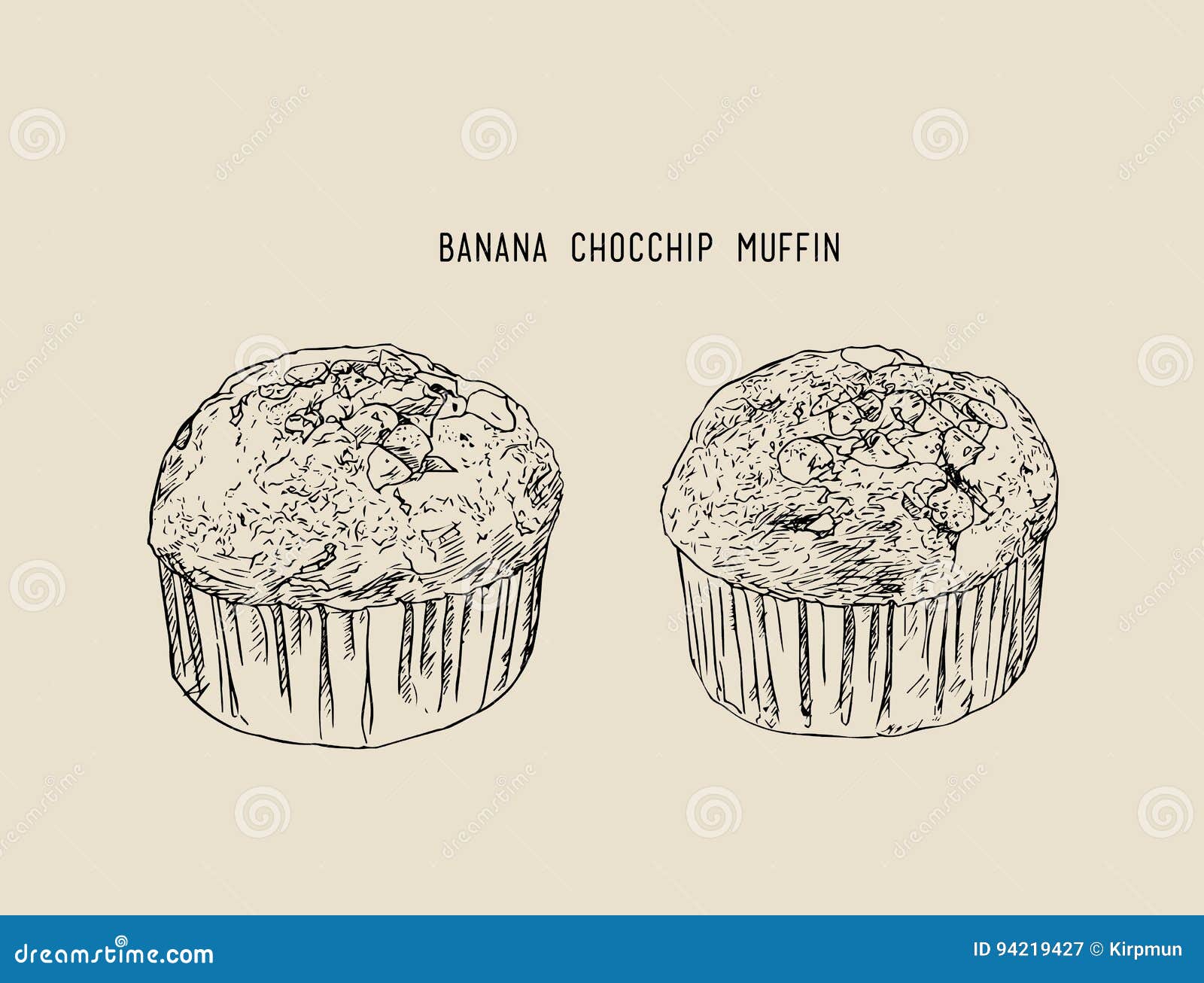 Banana Chocolate Chip Muffins , Sketch Vector. Stock Vector ...