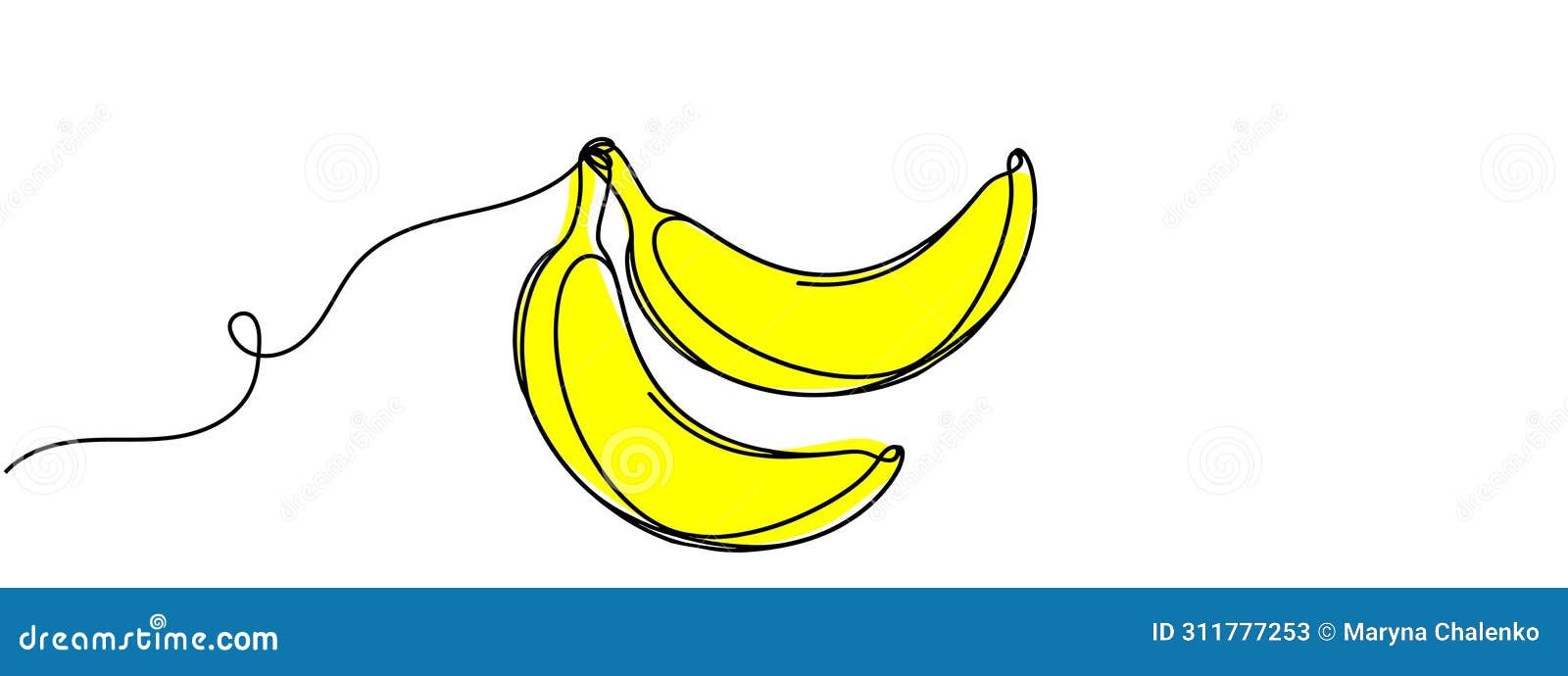 Banana Continuous Line Drawing Vector Illustration. One Line Banana ...