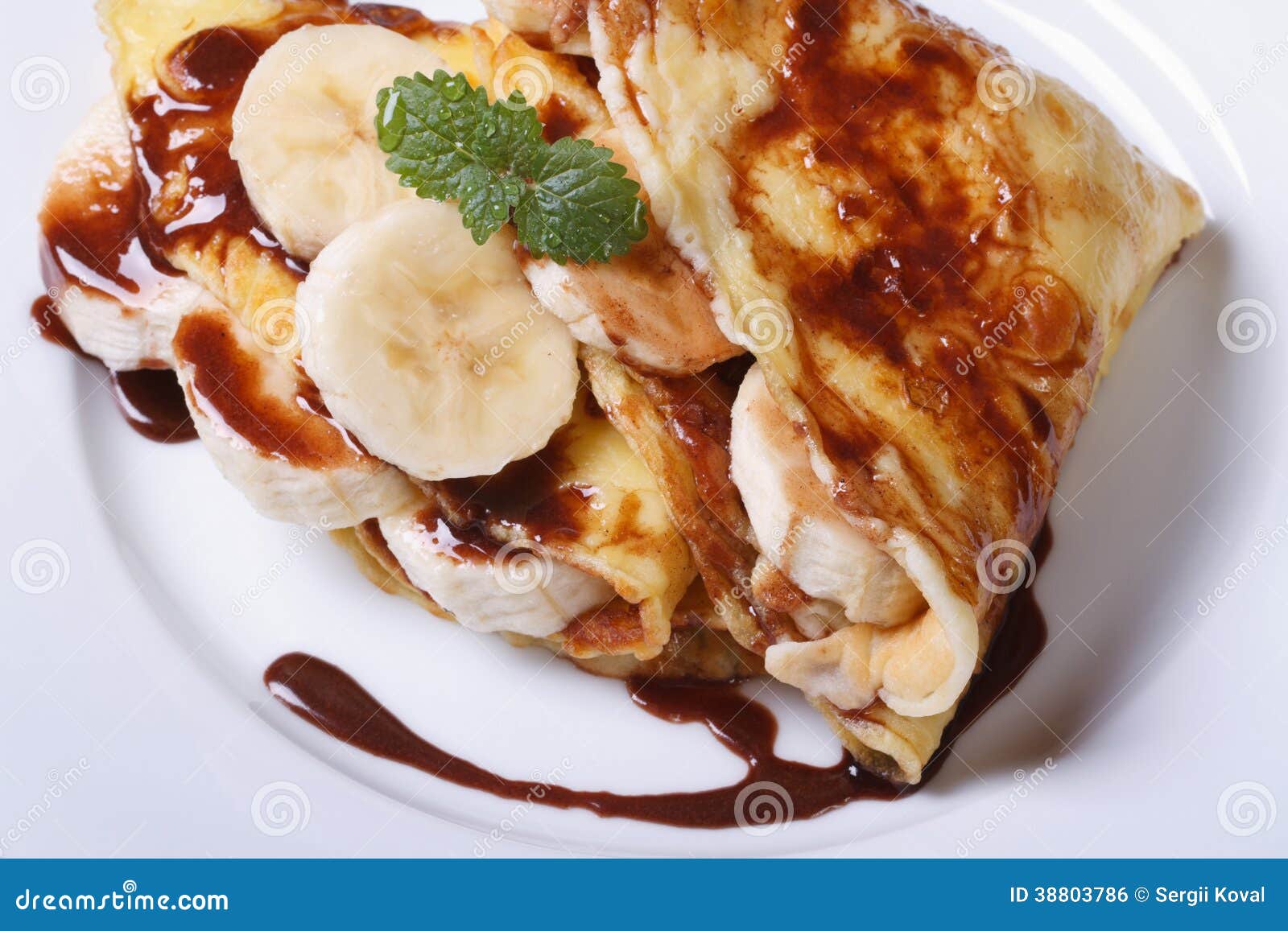 Banana Crepes with Chocolate Top View Stock Photo - Image of fruit ...