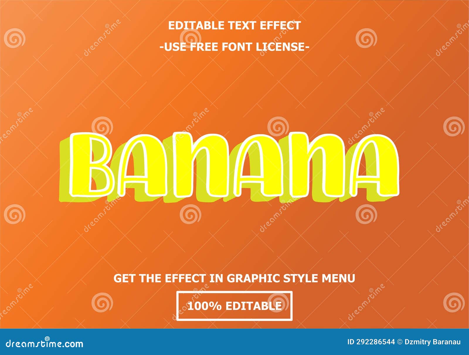 Banana 3D Editable Text Effect Template. Style Premium Free Font ...