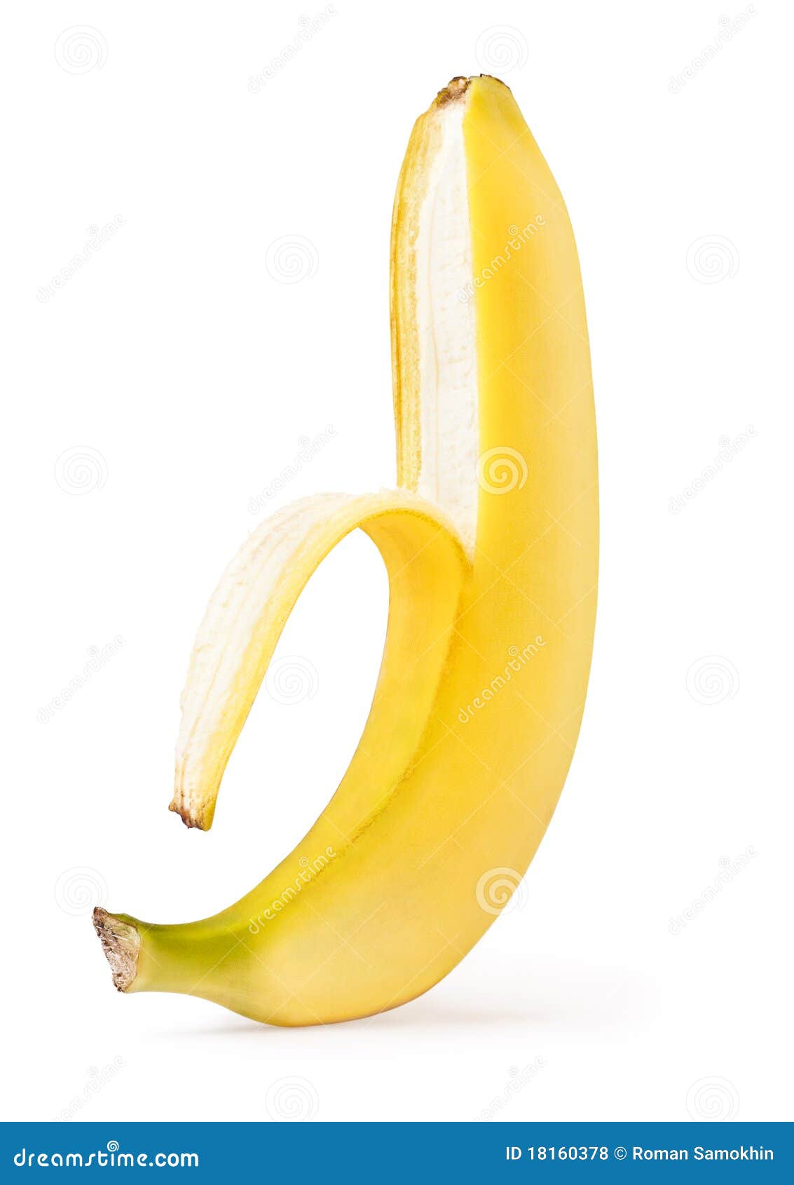 Banana descascada metade foto de stock. Imagem de refrescamento - 18160378