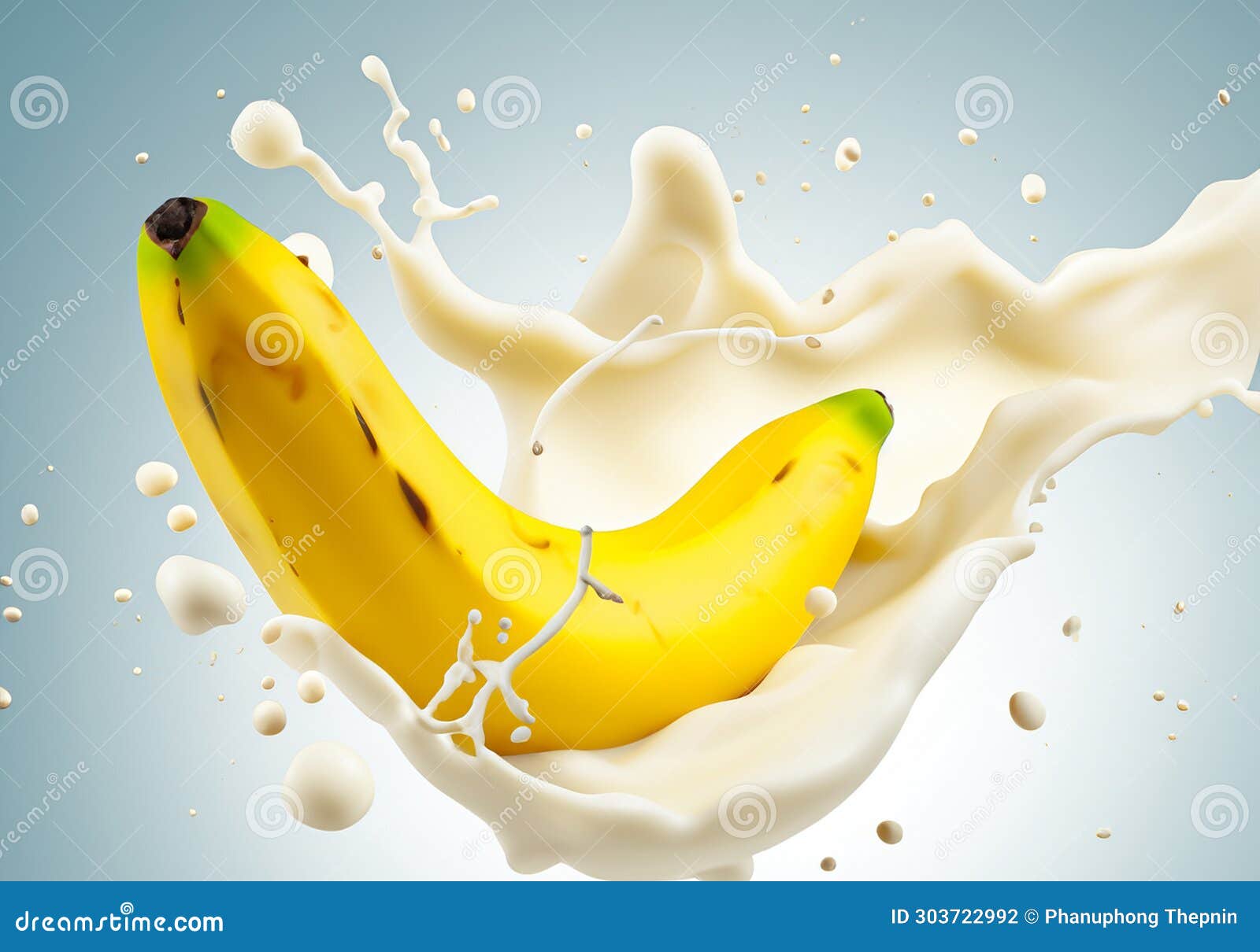 Banana Falling with MilkÂ splash Stock Illustration - Illustration of ...