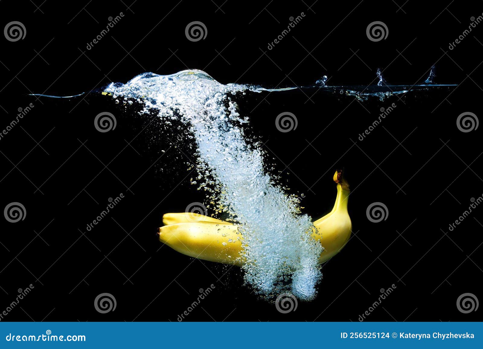 Banana Falling Underwater on Black Stock Photo - Image of sinking ...