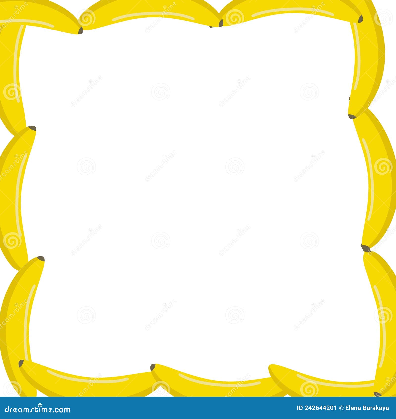 Banana Frame on a White Background for Dessert Menu Design Stock Vector ...