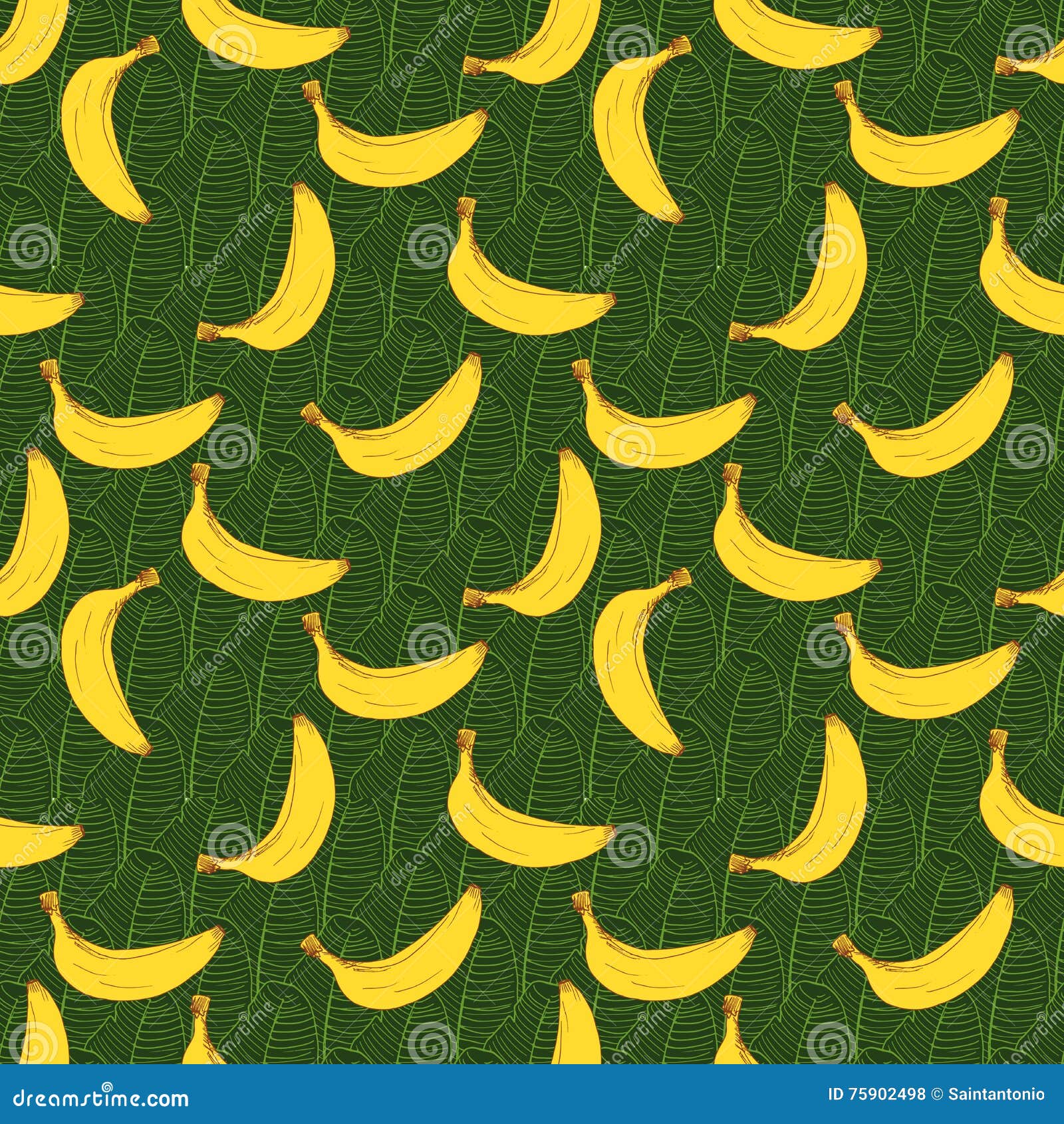 Banana Hand Drawn Sketch Seamless Pattern. Vector Illustration Stock ...
