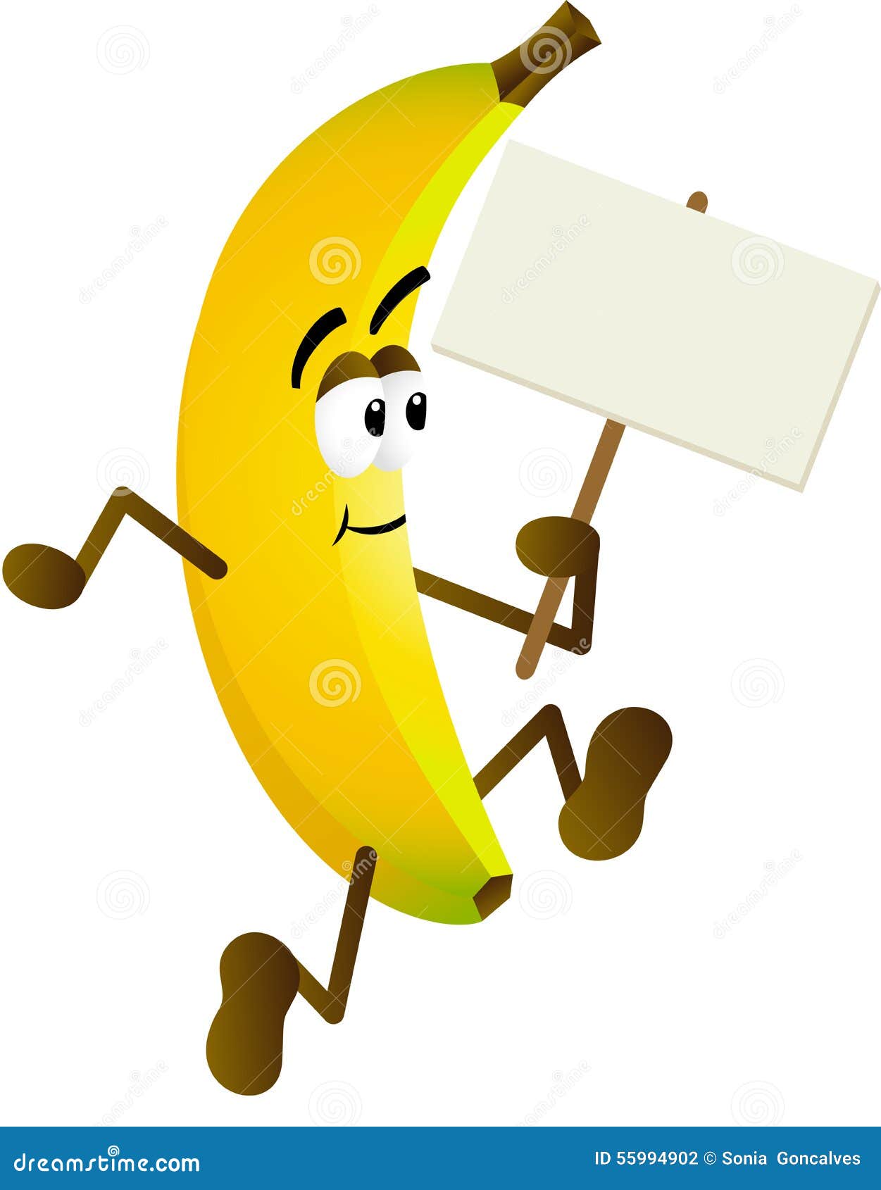 Banana Holding Blank Signboard Stock Vector - Illustration of feet ...