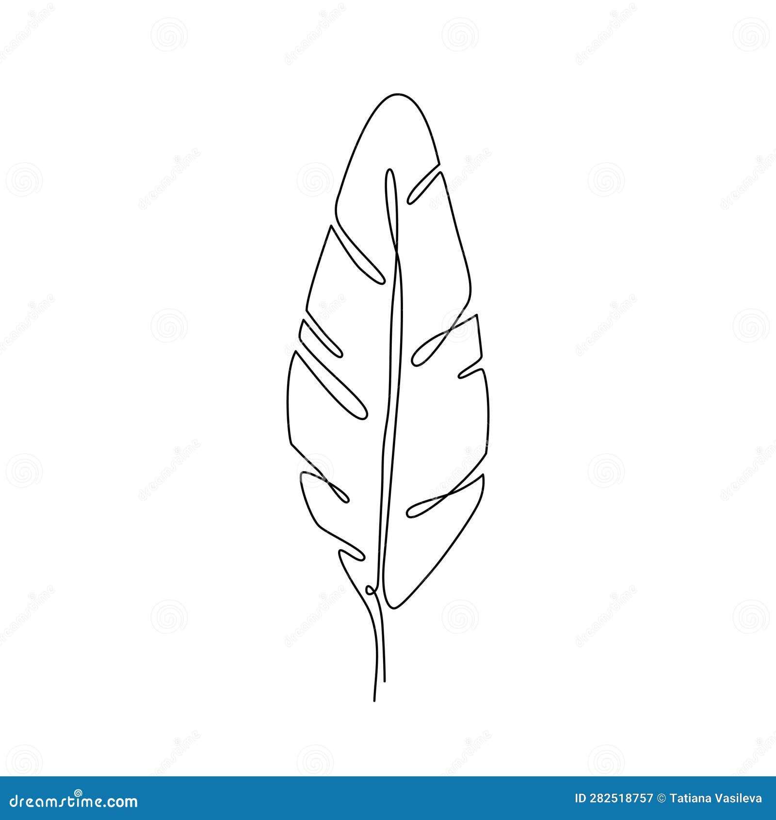 Banana Leaf Line Art Vector Plant Leaf Continuous Line Drawing