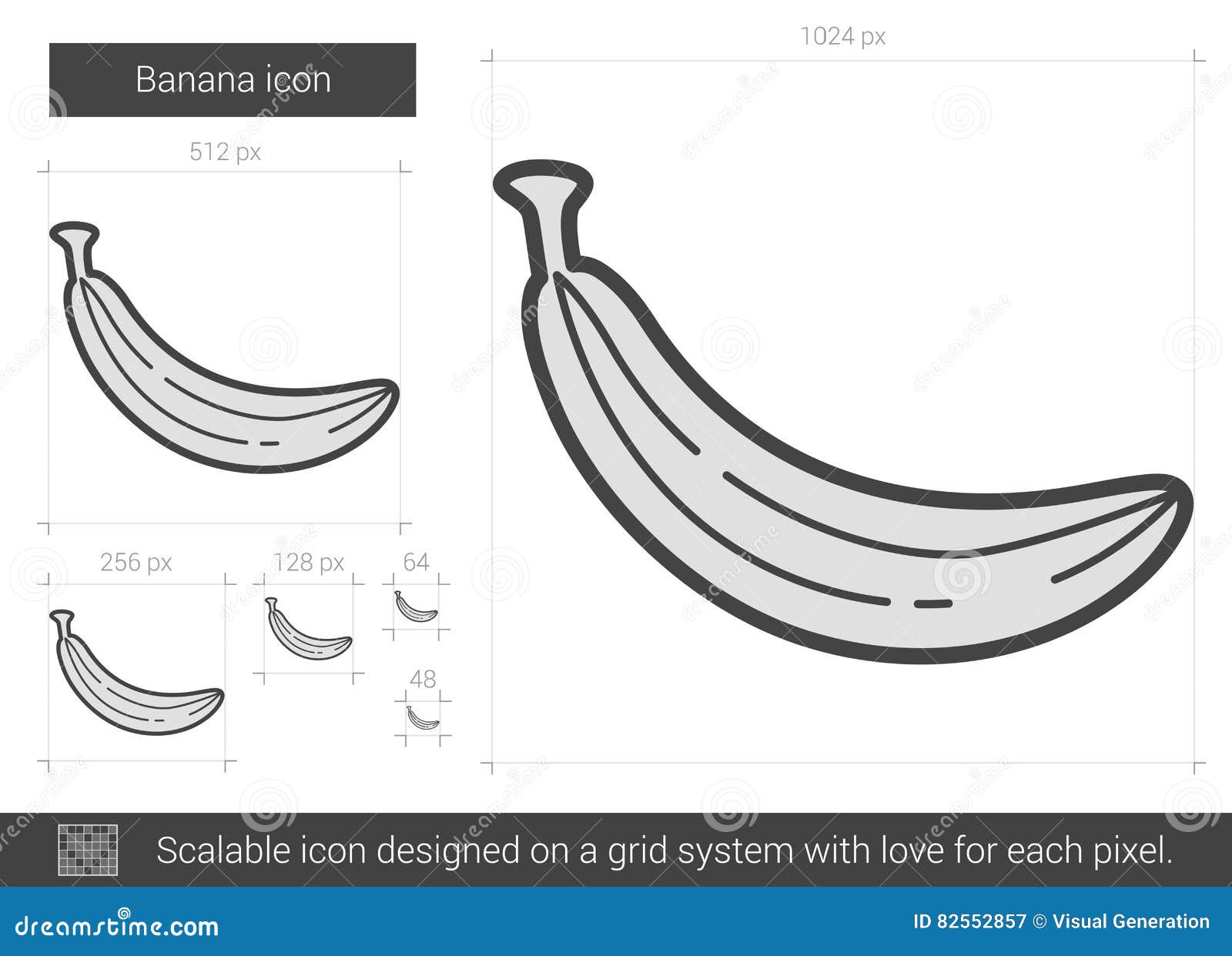 Banana line icon. stock vector. Illustration of nutrition - 82552857