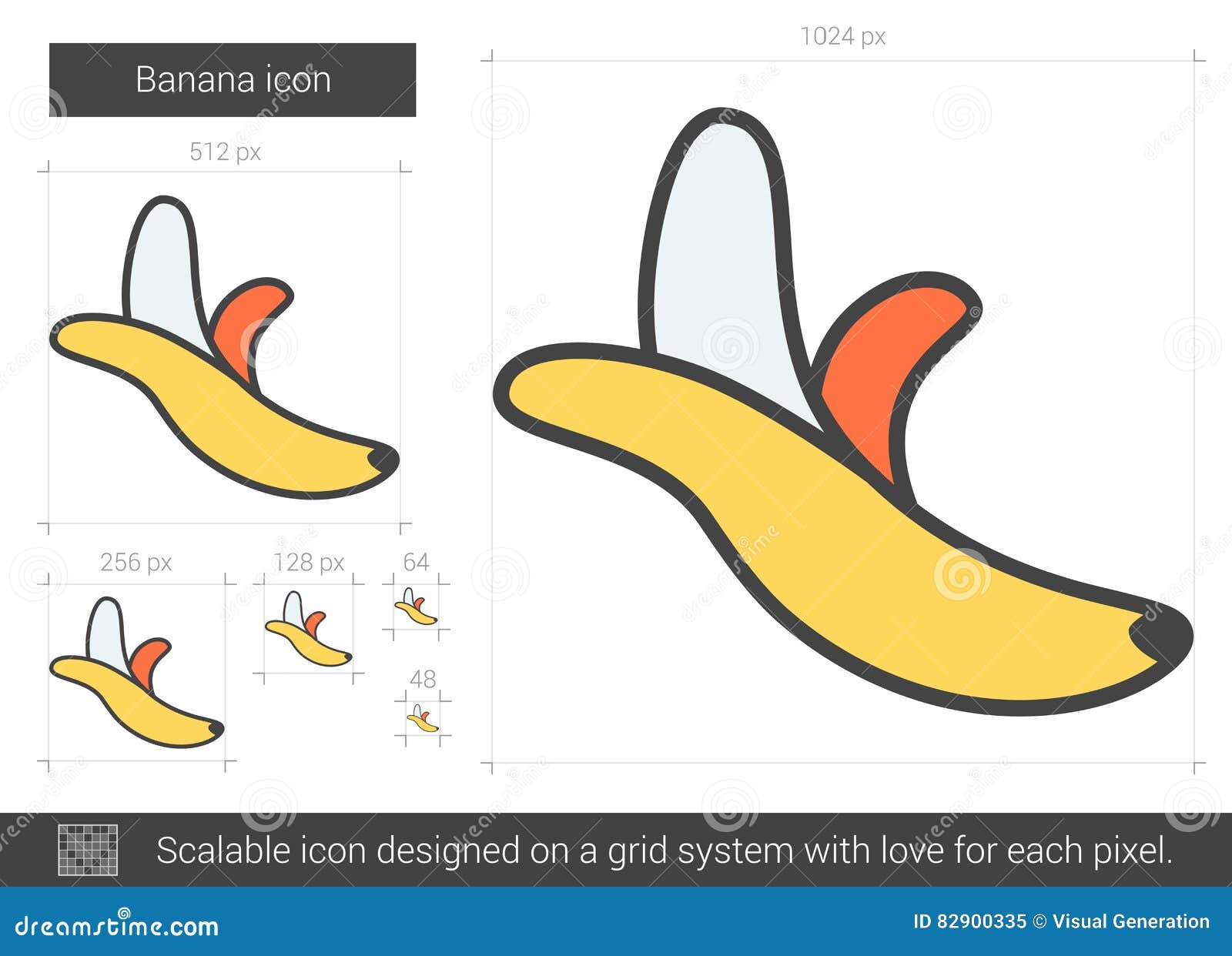 Banana line icon. stock vector. Illustration of natural - 82900335