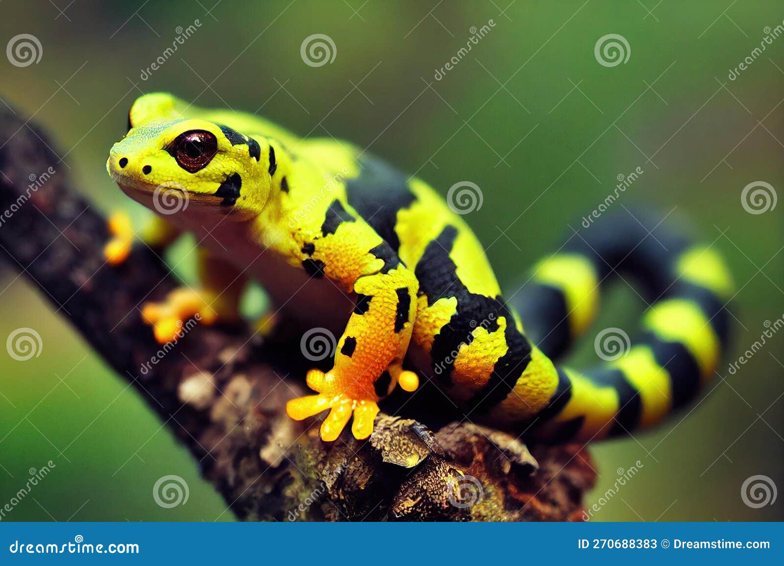Banana Lizard Salamander with Curved Tail Climbed Tree. Stock ...