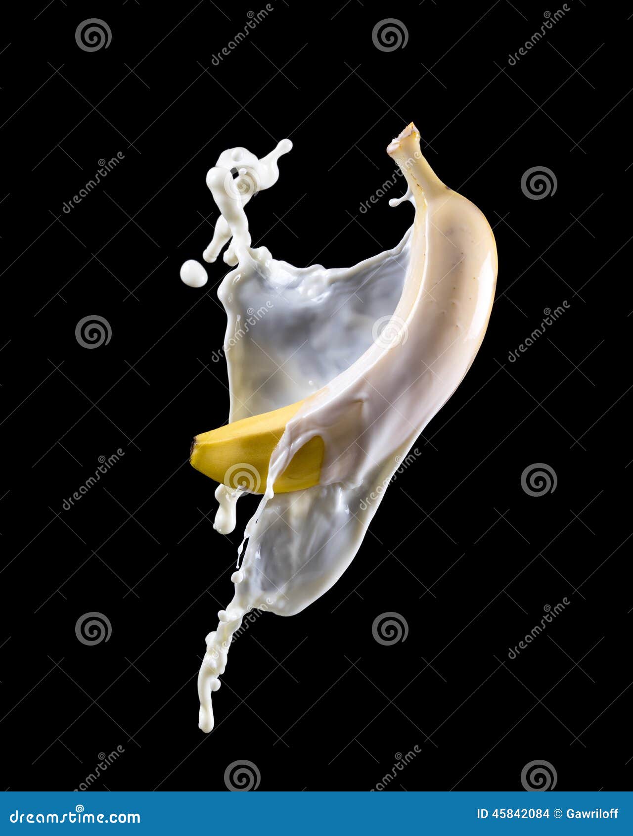Banana with milk splash stock photo. Image of fruit, ripple - 45842084