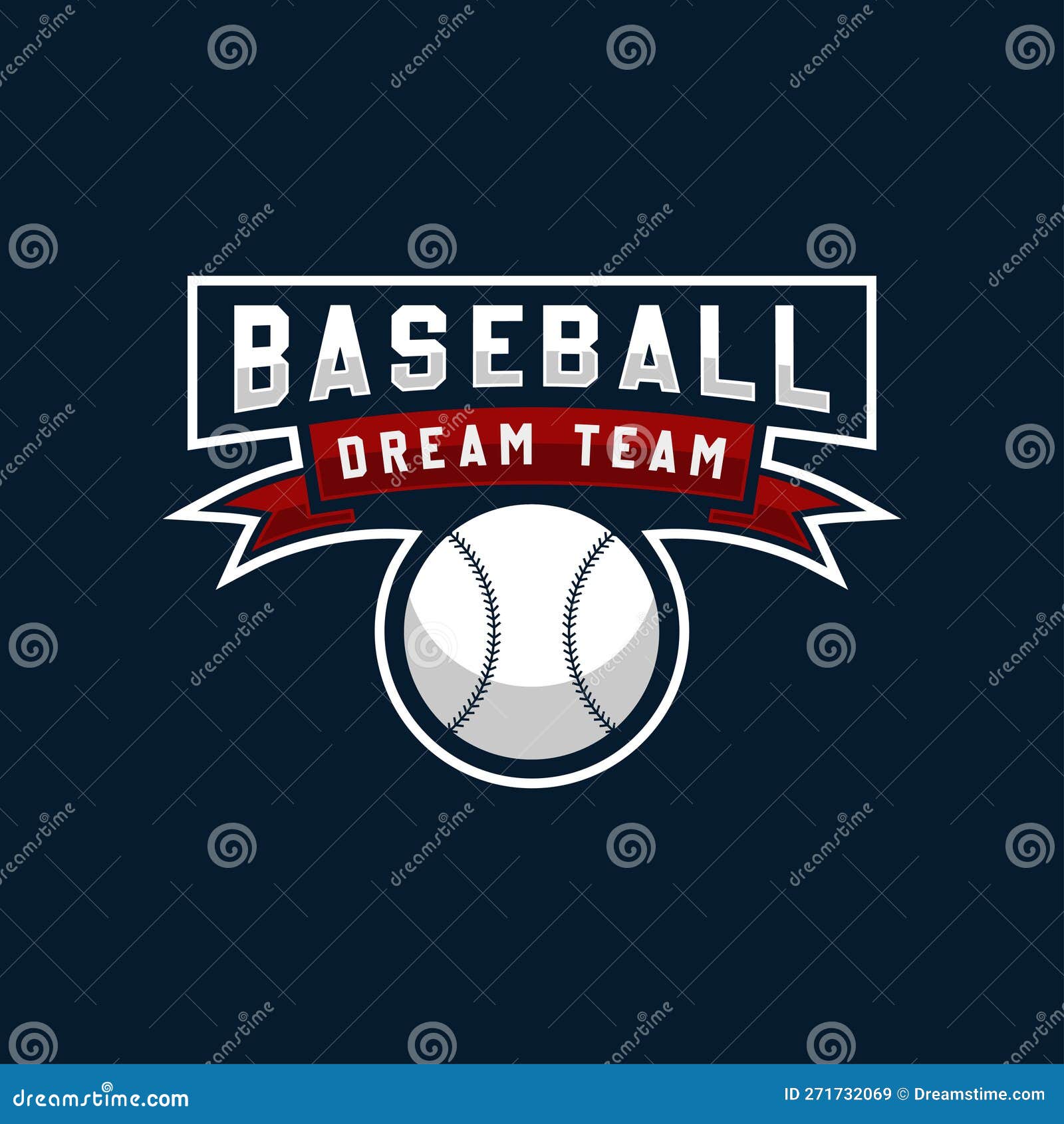Emblem Logo for Baseball Team Design Template on Dark Background. Stock ...