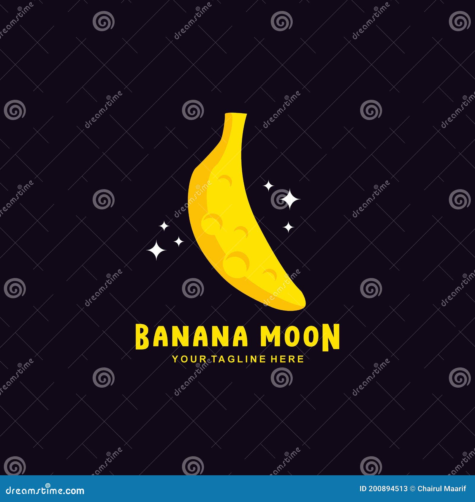 Banana Moon Logo with Flat Design Stock Illustration - Illustration of ...