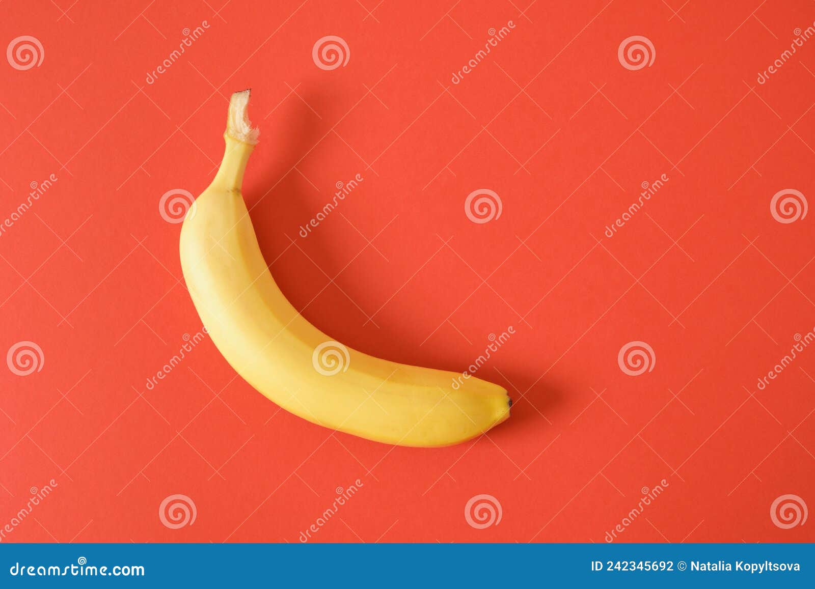 Banana Path Isolated Red Background Top View Stock Photo - Image of ...