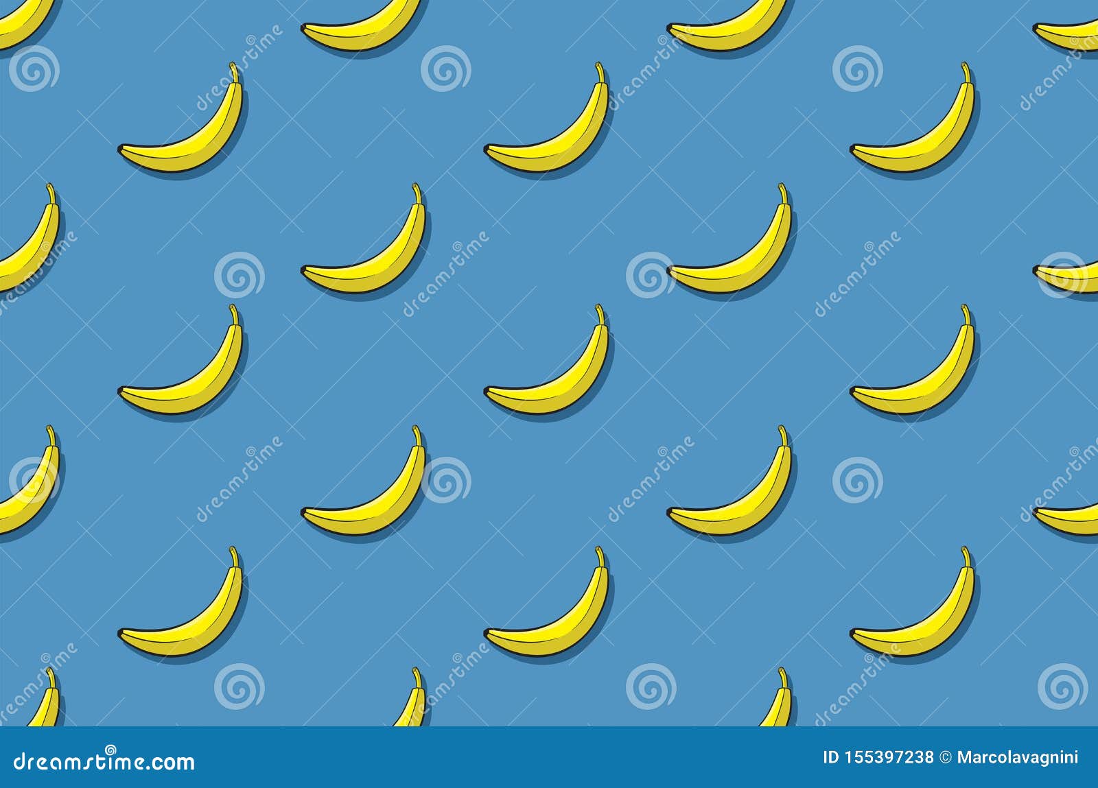 Banana Seamless Texture Isolated on Blue Stock Vector - Illustration of ...