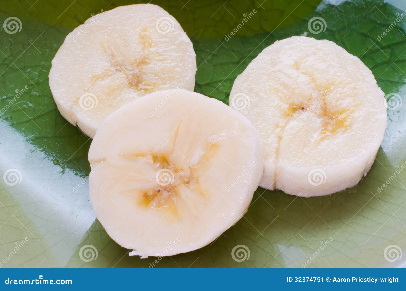 3 Banana Slices Close-Up stock image. Image of plate - 32374751